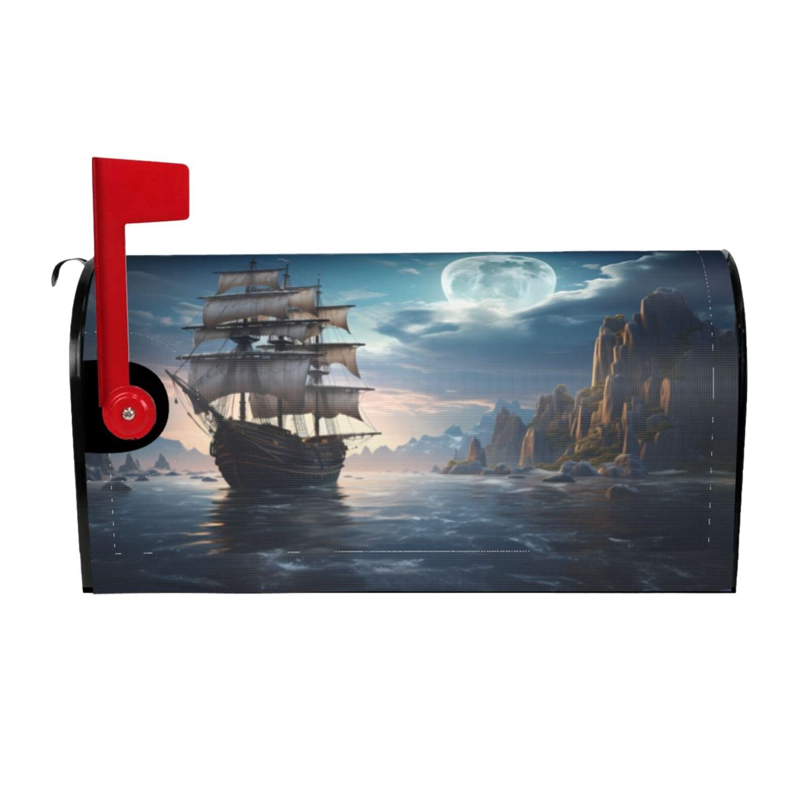 Mailbox Covers Magnetic Standard Size - Moonlit Sea Sailboat Waterproof ...
