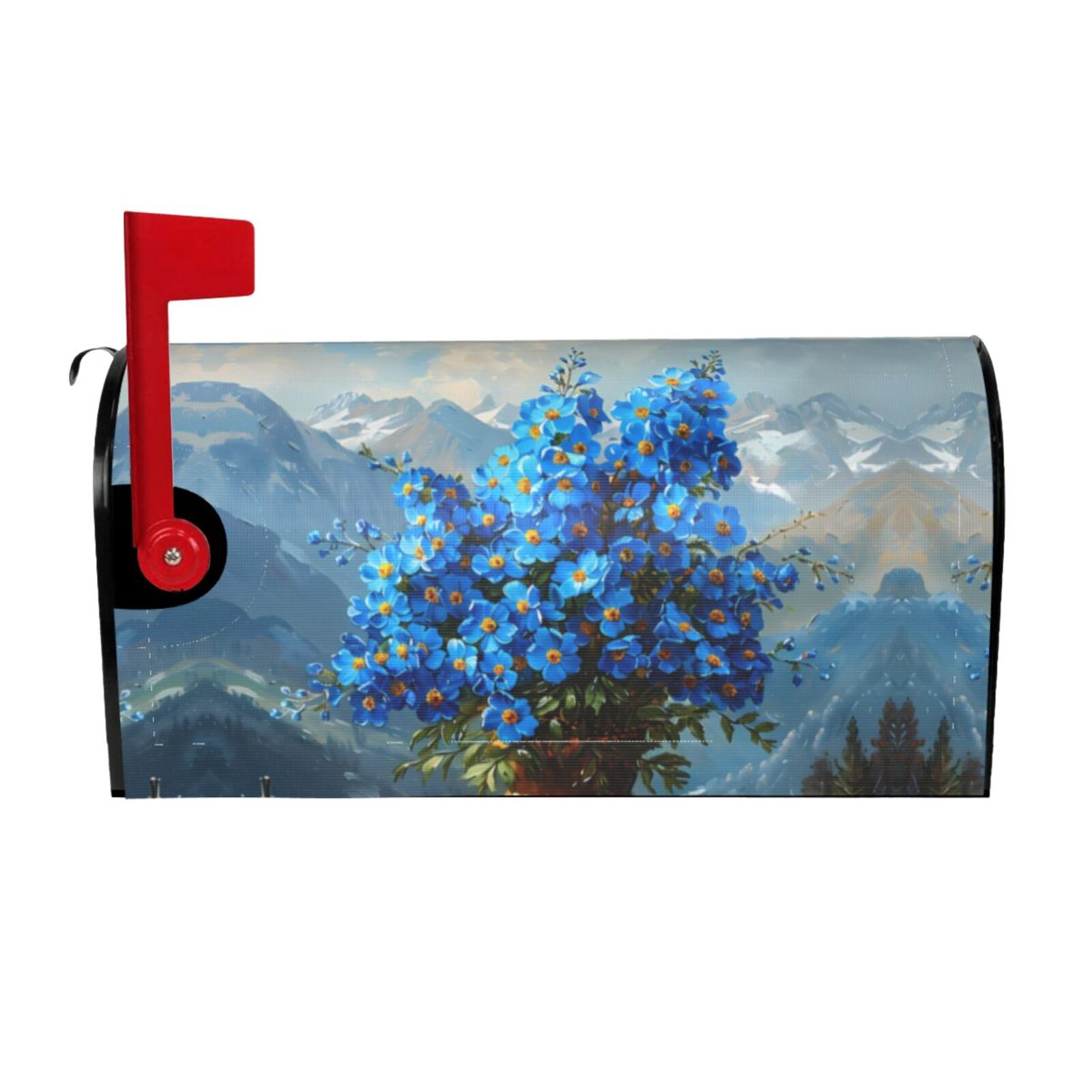 Mailbox Covers Magnetic Standard Size - Mountain Blue Flowers Vase ...