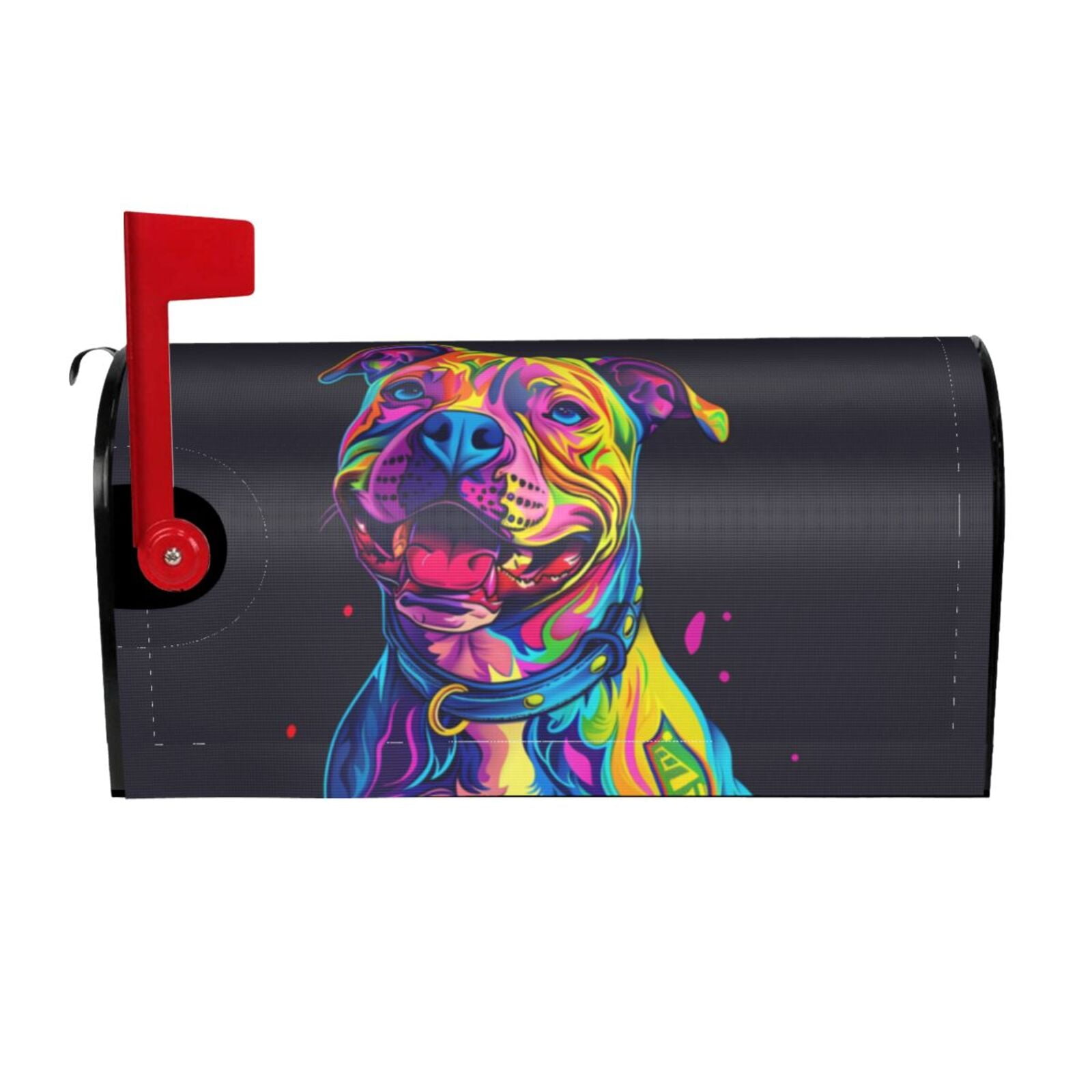 Mailbox Covers Magnetic Standard Size - Neon Pop Art Pitbull Waterproof ...