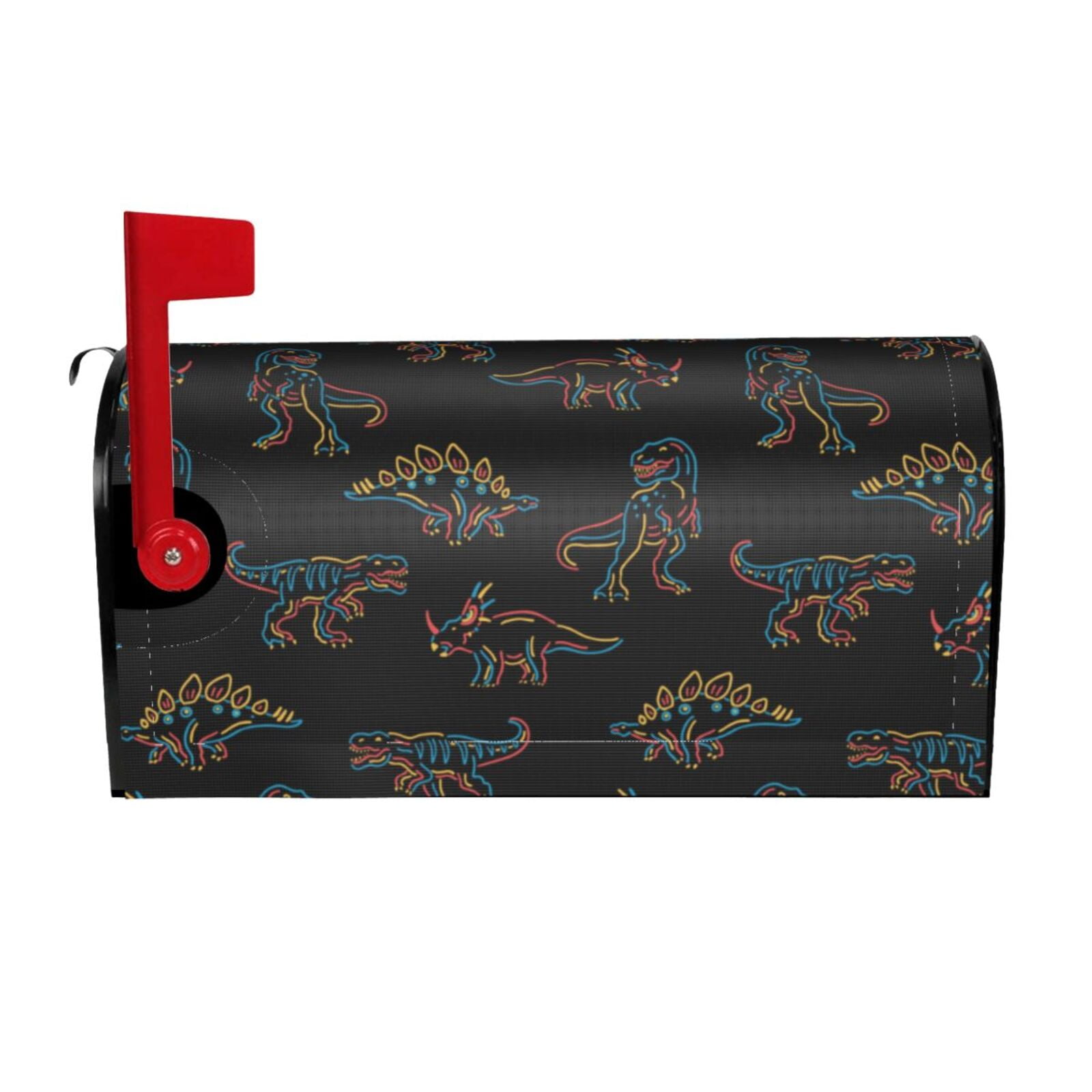 Mailbox Covers Magnetic Standard Size - Neon dinosaur Waterproof ...