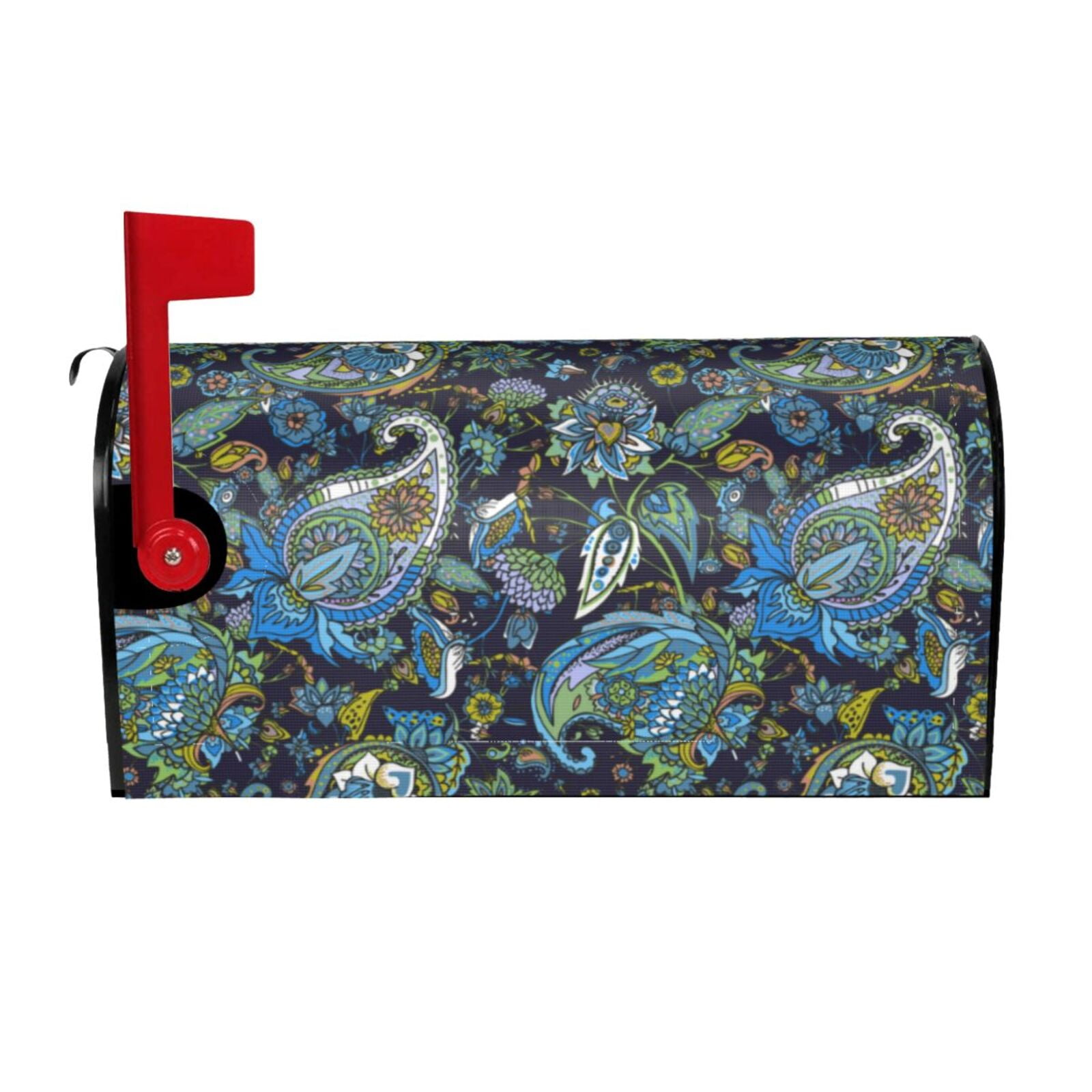 Mailbox Covers Magnetic Standard Size - Paisley Pattern Blue Green ...