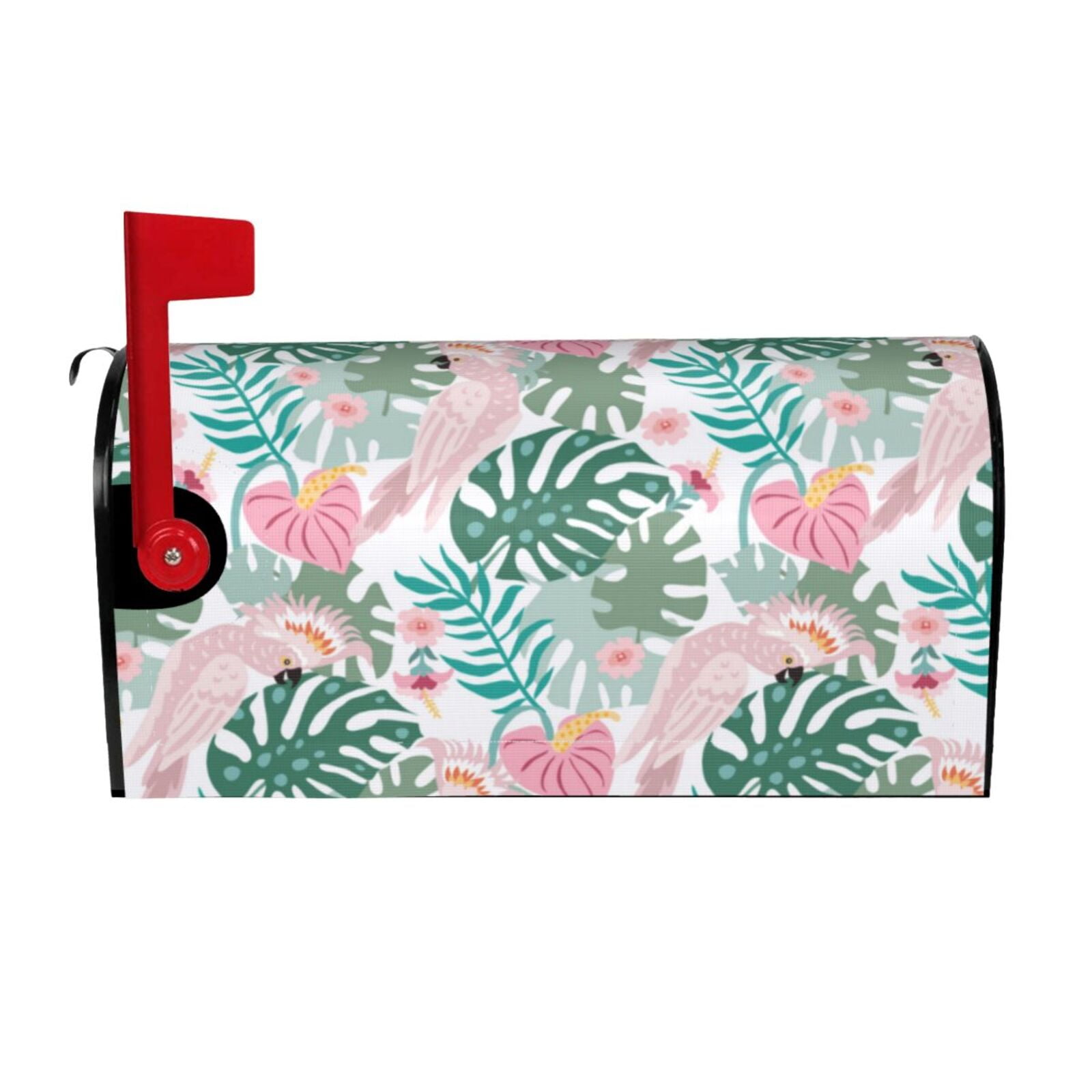 Mailbox Covers Magnetic Standard Size - Palm Leaves Cute Parrot Pink ...