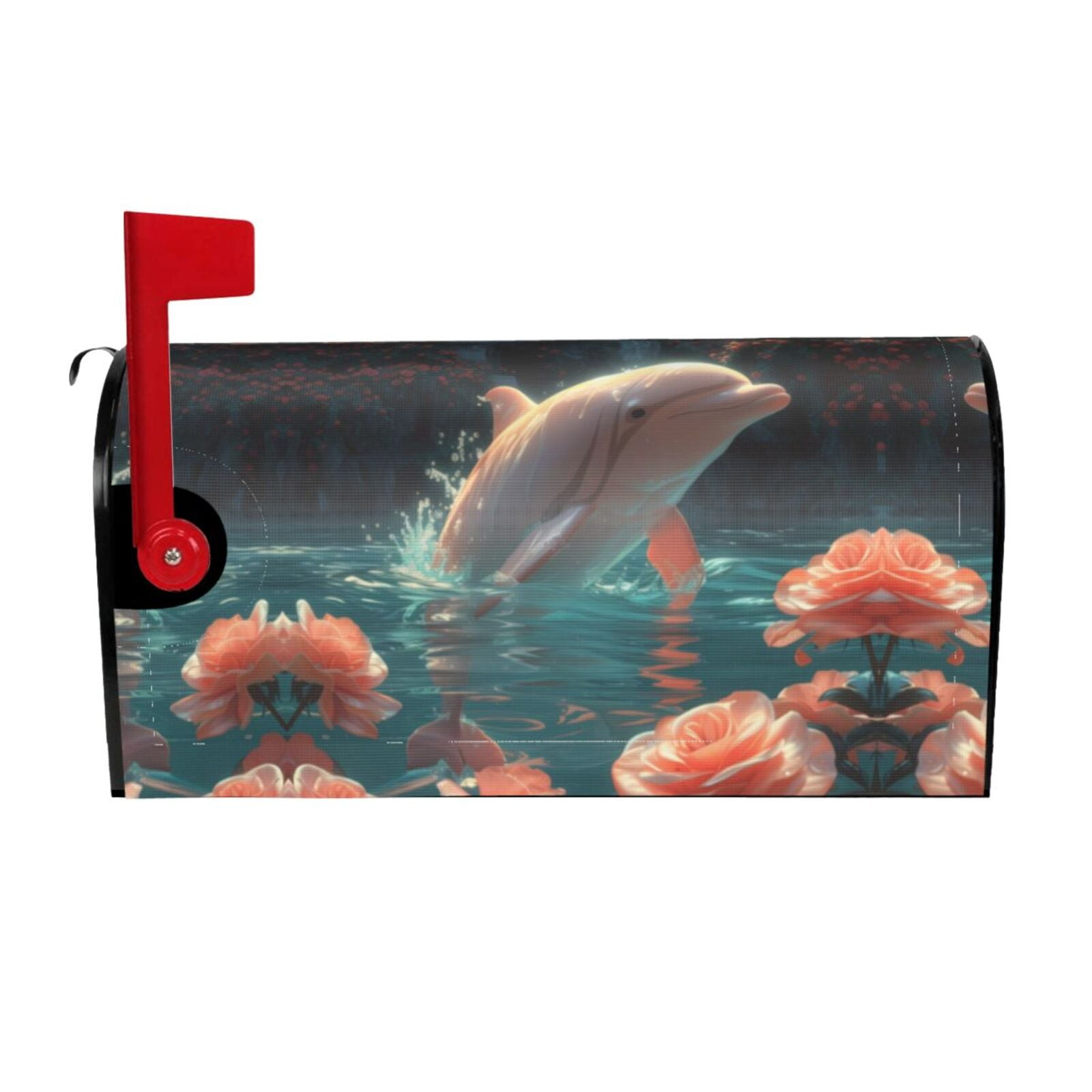 Mailbox Covers Magnetic Standard Size - Pink Flower White Dolphin ...