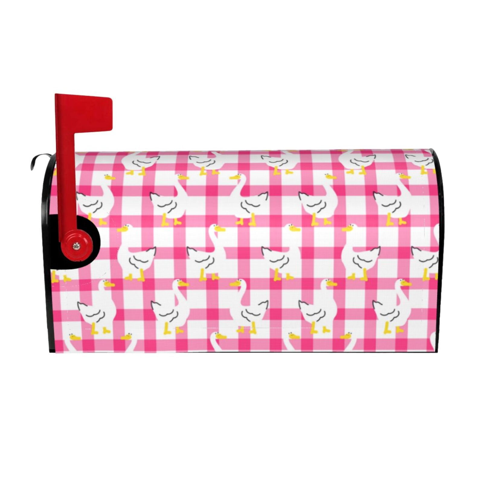 Mailbox Covers Magnetic Standard Size - Pink Plaid Cute Duck Waterproof ...