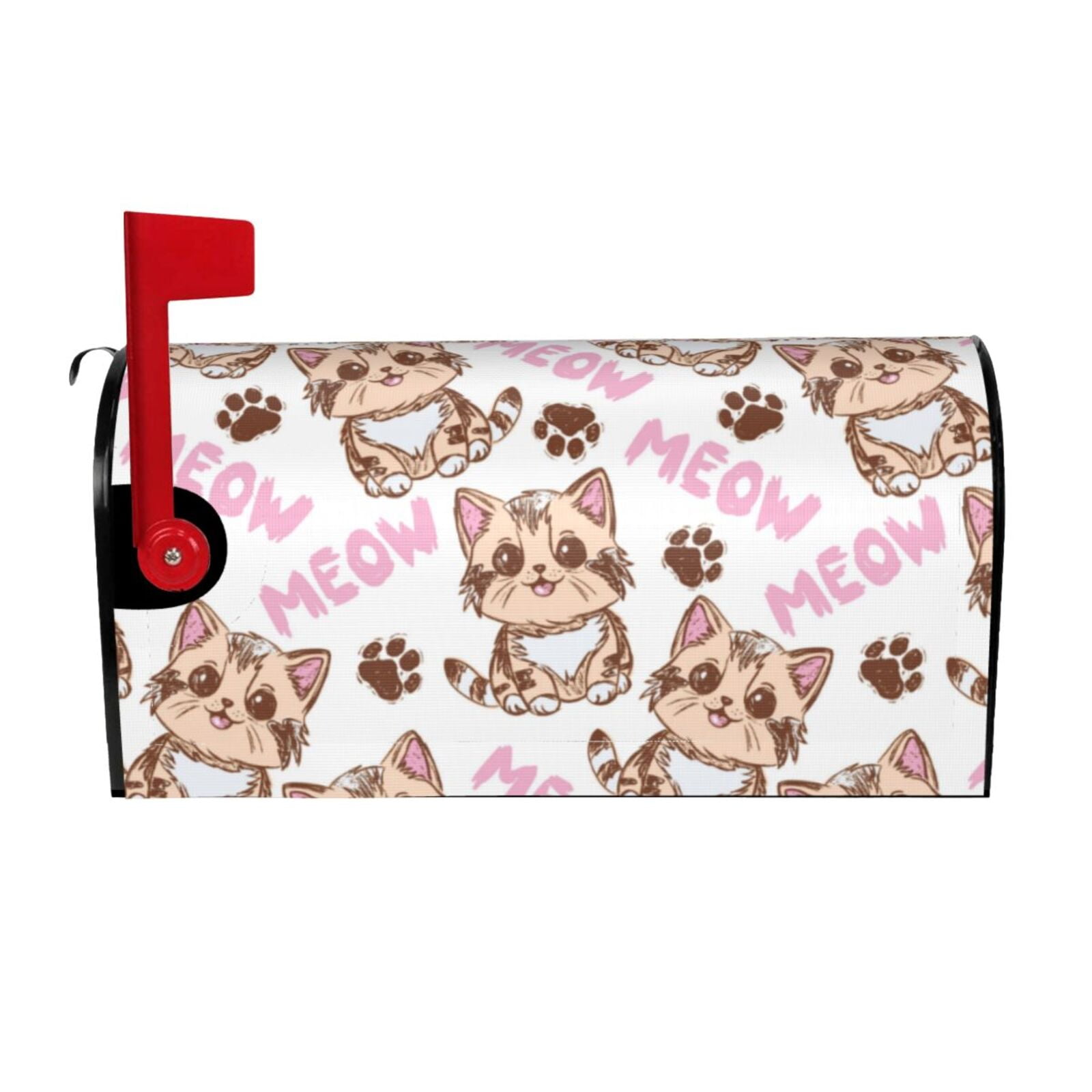 Mailbox Covers Magnetic Standard Size - Pink Sketch Cute Cartoon Cat ...