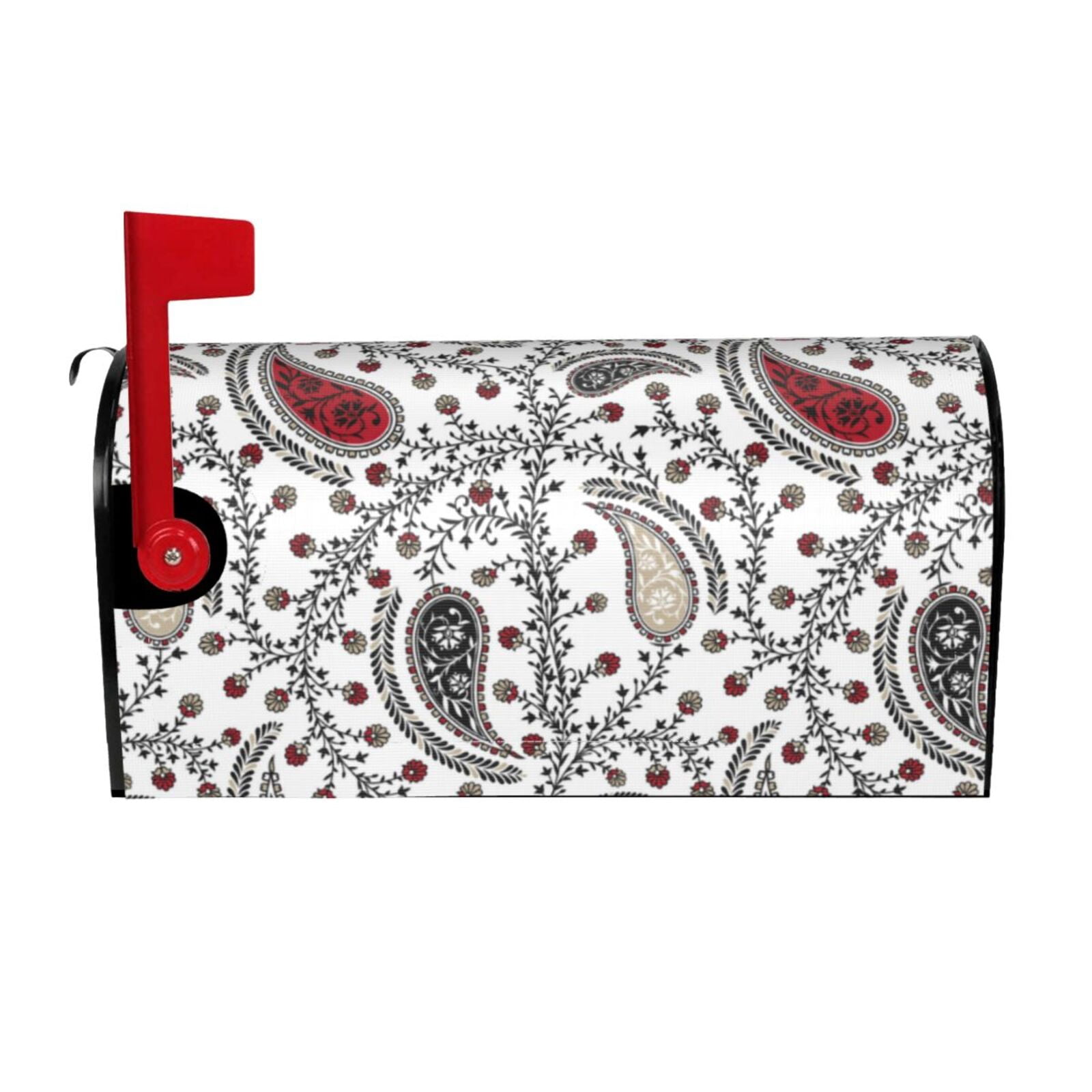 Mailbox Covers Magnetic Standard Size - Red Black White Paisley ...