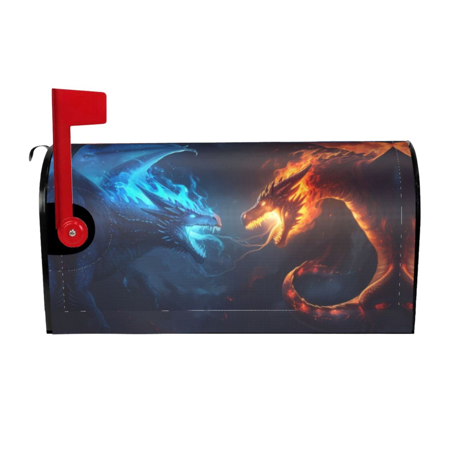 Mailbox Covers Magnetic Standard Size - Red and Blue Fire Dragon C ...