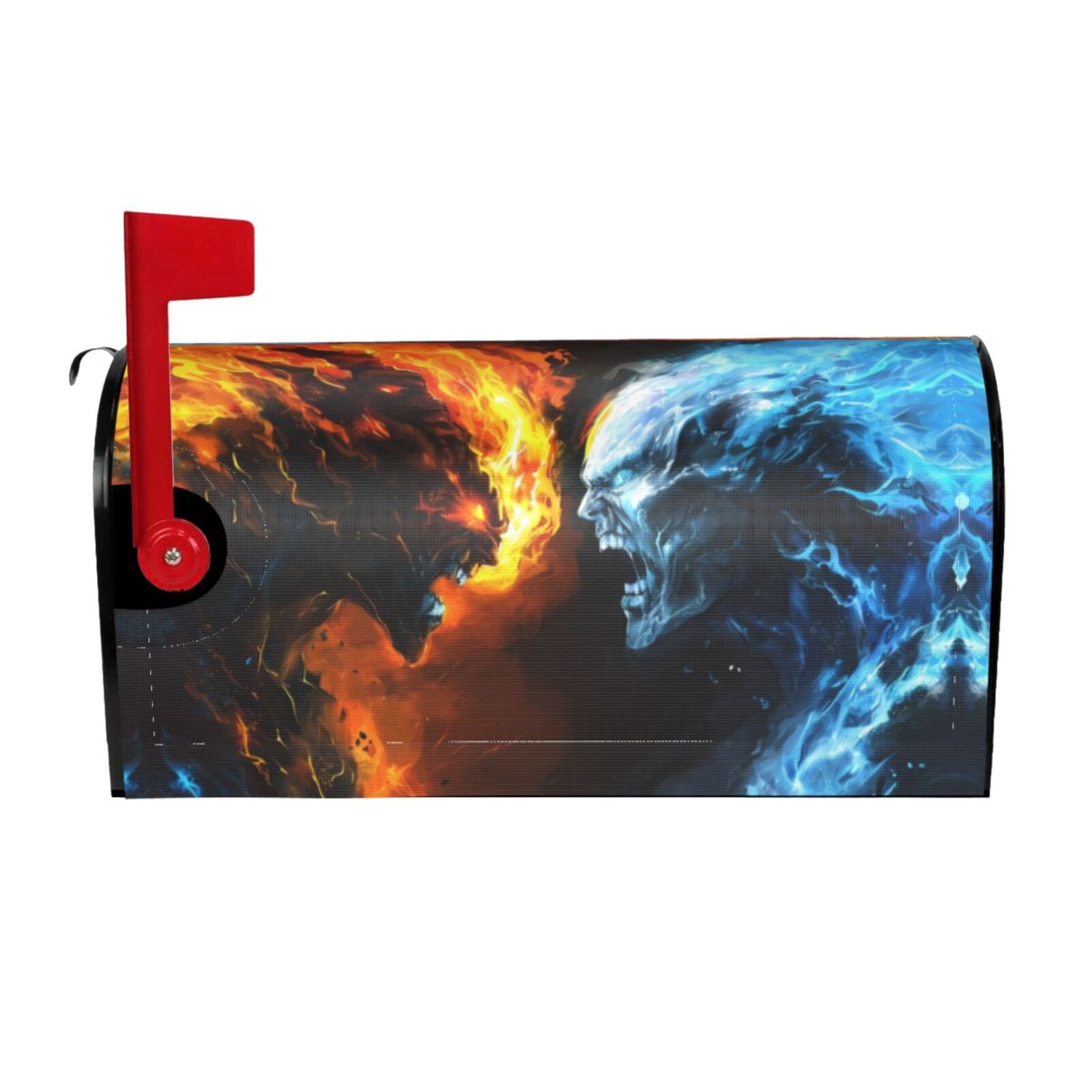 Mailbox Covers Magnetic Standard Size - Red and Blue Fire Skull Warrior ...