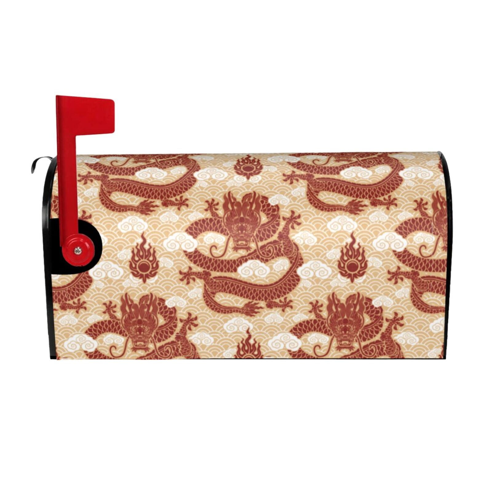 Mailbox Covers Magnetic Standard Size - Red Golden Dragon Clouds ...