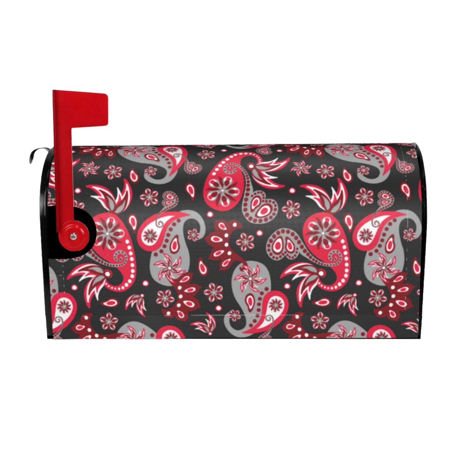 Mailbox Covers Magnetic Standard Size - Red Gray Black Paisley ...