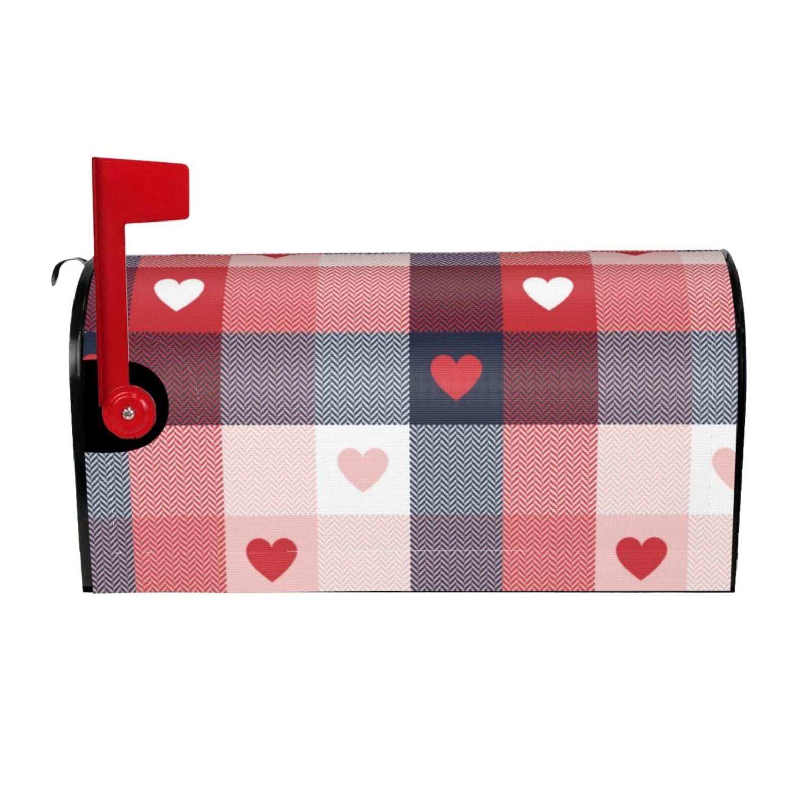 Mailbox Covers Magnetic Standard Size - Red heart plaid A Waterproof ...
