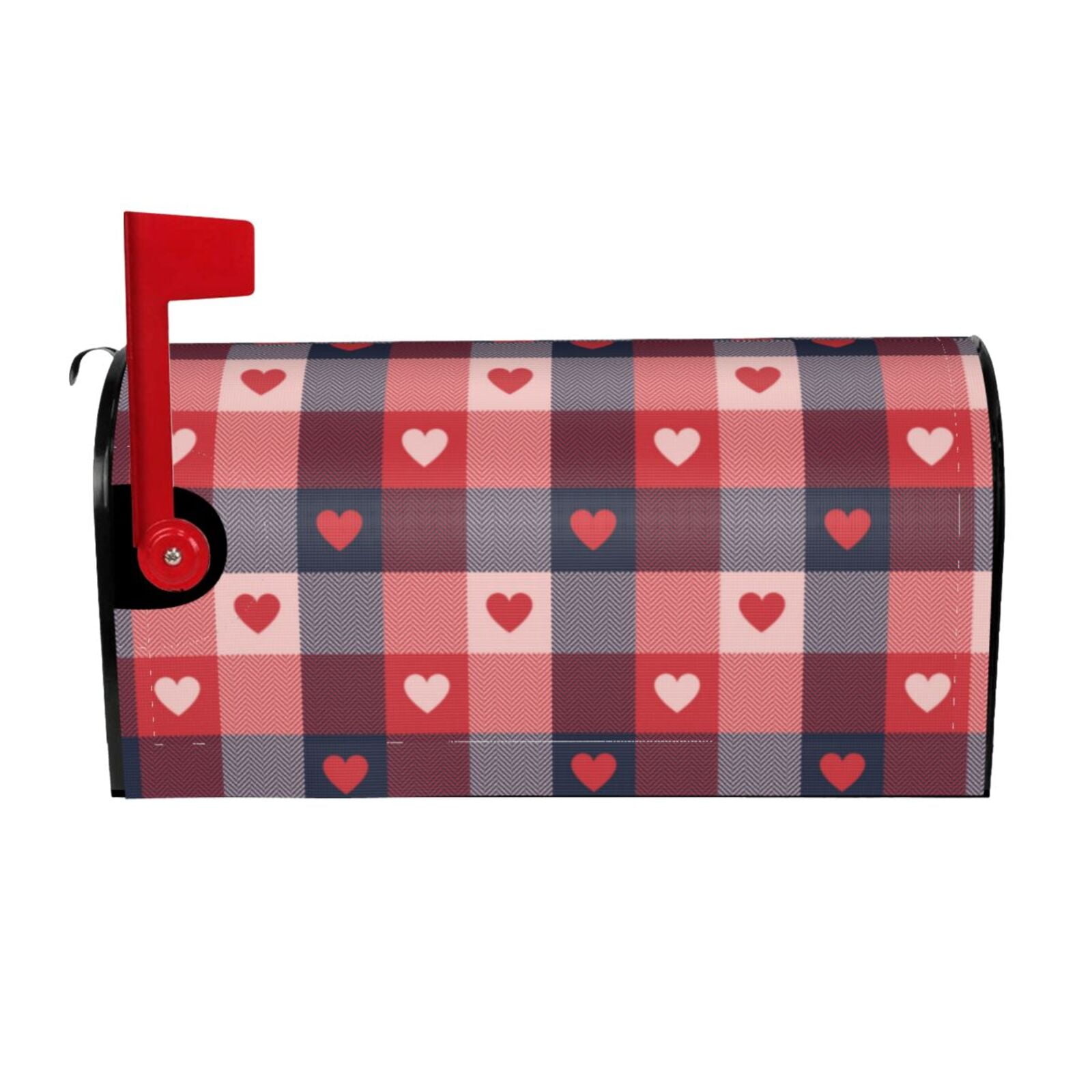 Mailbox Covers Magnetic Standard Size - Red heart plaid Waterproof ...