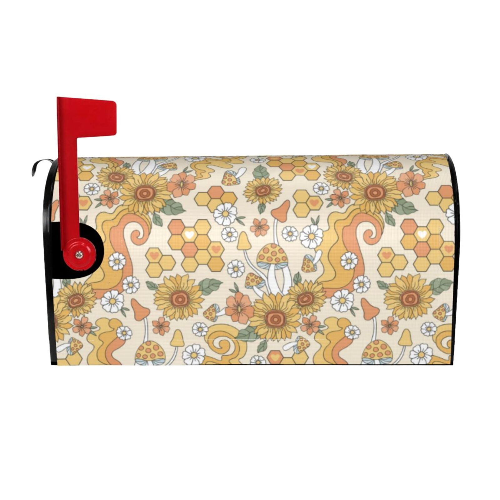 Mailbox Covers Magnetic Standard Size - Retro 70s 60s Flower Waterproof ...