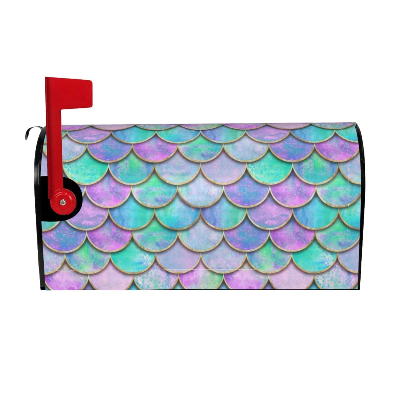 Mailbox Covers Magnetic Standard Size - Retro green pink fish scale ...