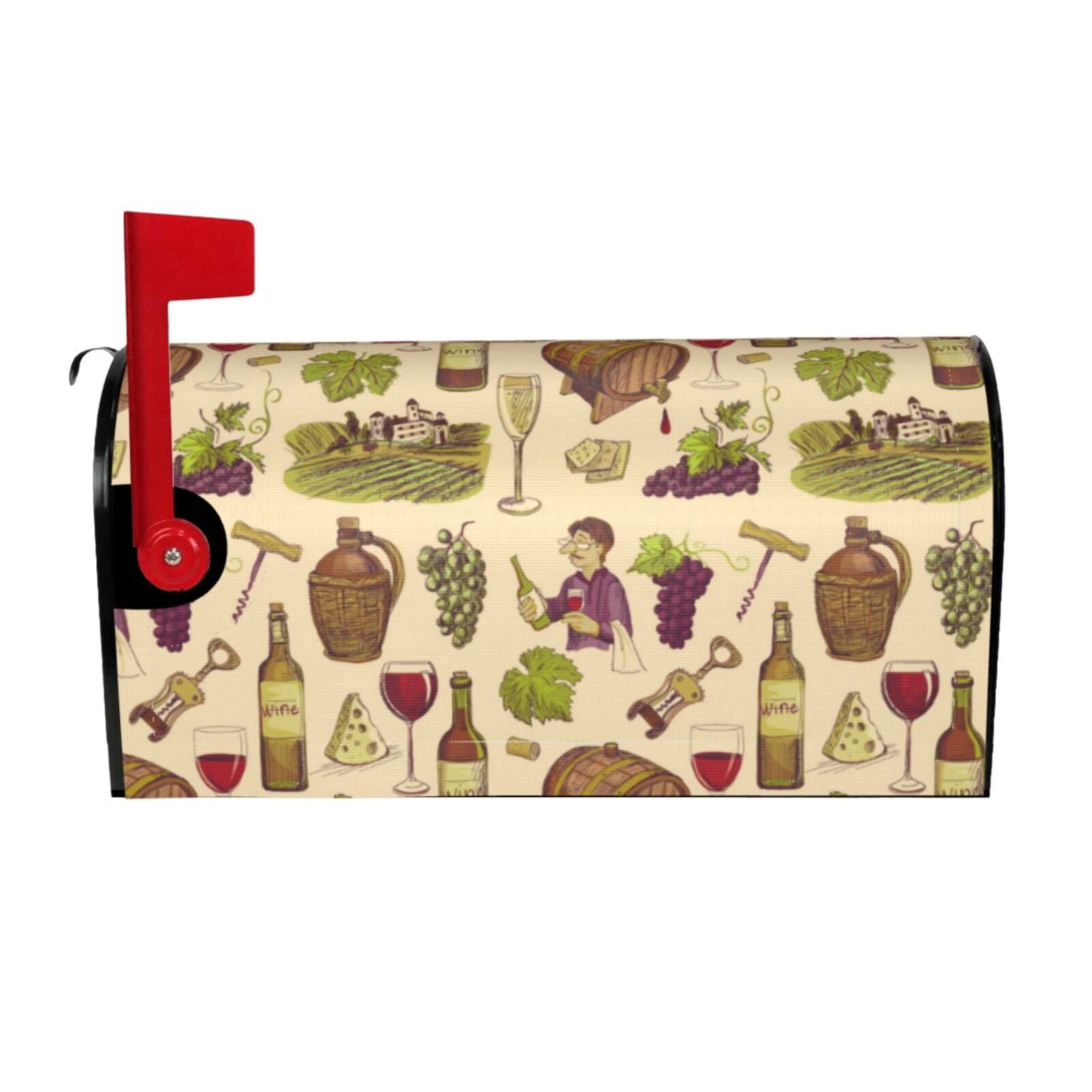 Mailbox Covers Magnetic Standard Size - Rustic Wine Print Waterproof ...