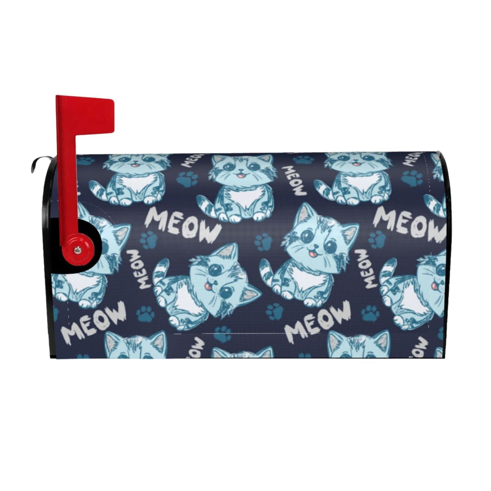 Mailbox Covers Magnetic Standard Size - Sketch Cartoon Cat Paw Blue ...
