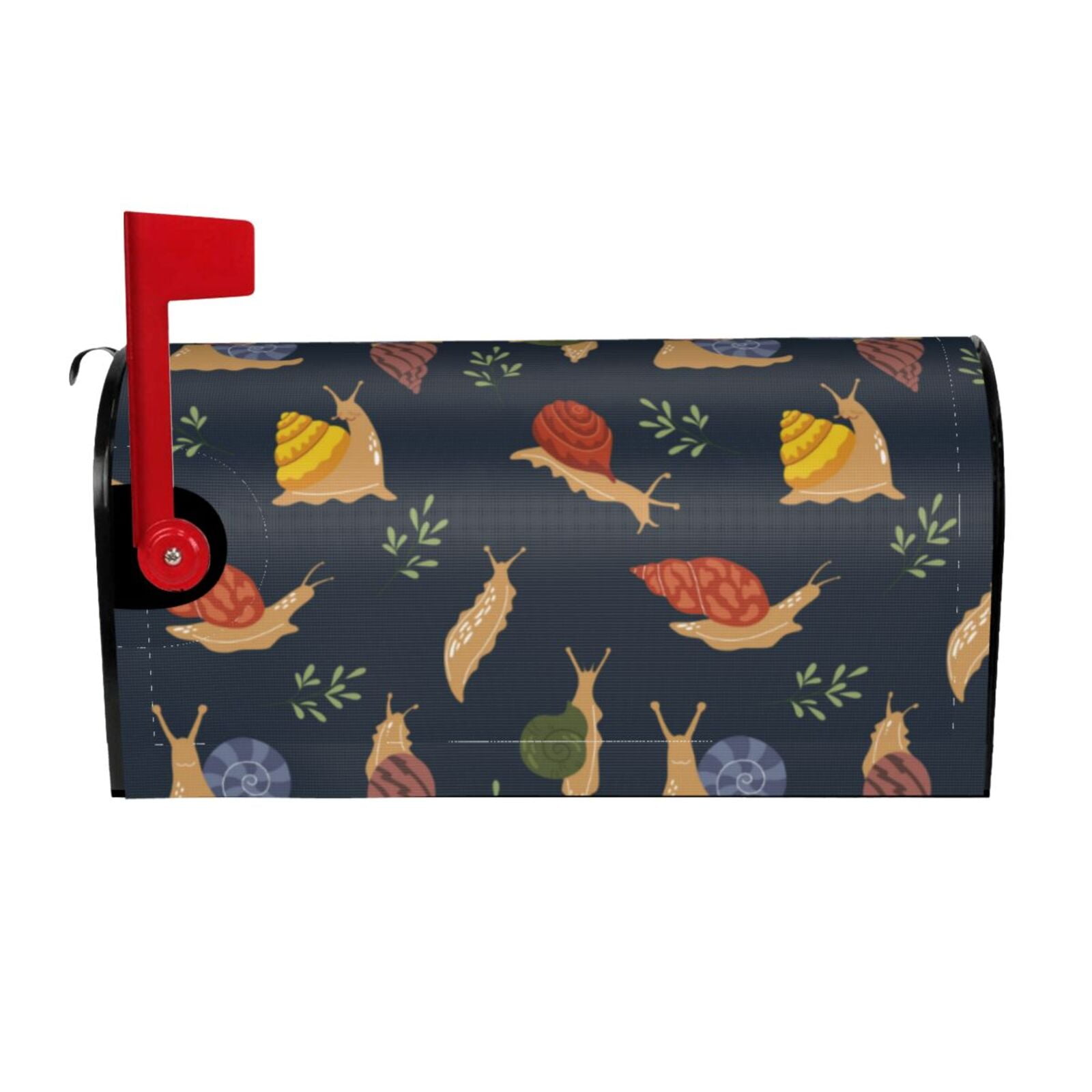 Mailbox Covers Magnetic Standard Size - Snail Leaf Print Black ...