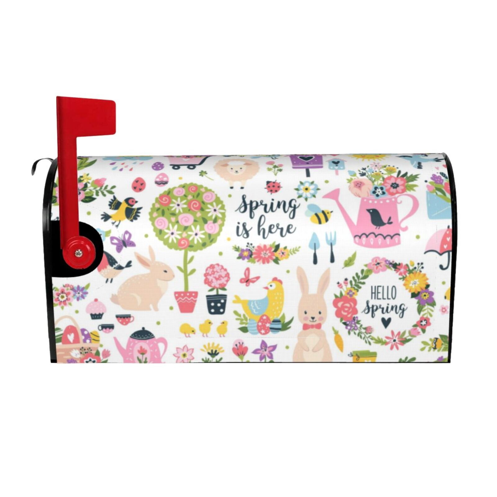 Mailbox Covers Magnetic Standard Size - Spring Hand Drawn Flowers Birds ...