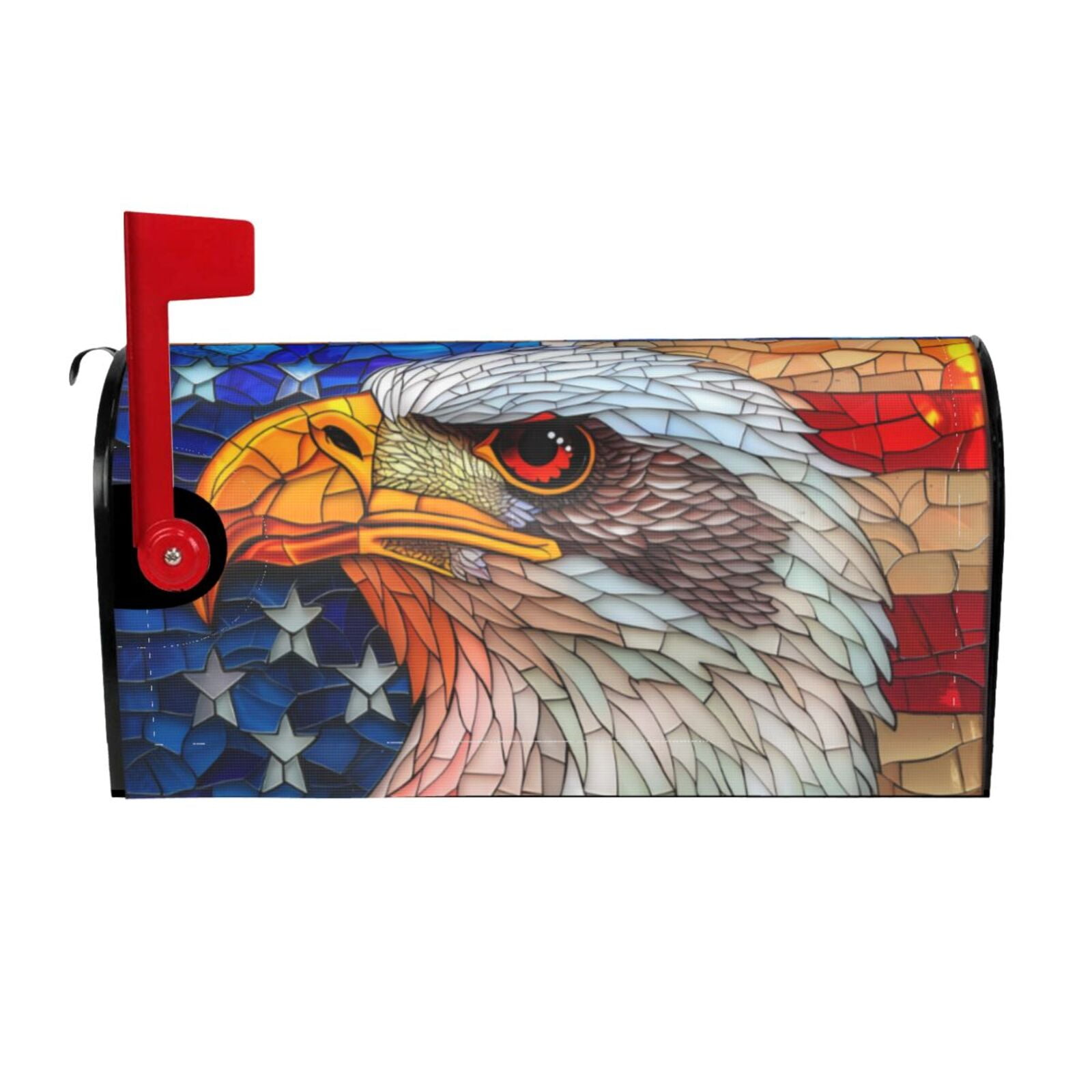 Mailbox Covers Magnetic Standard Size - Stained Glass Eagle Flag ...