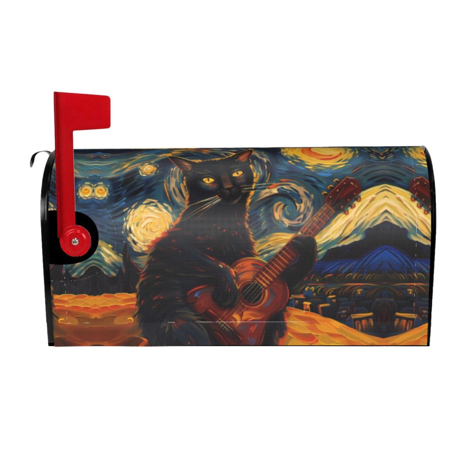 Mailbox Covers Magnetic Standard Size - Starry Night Cat Guitarist ...