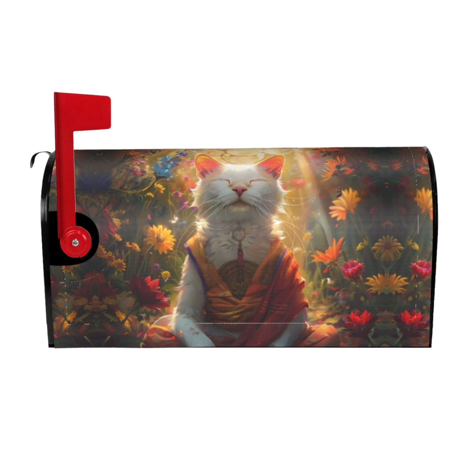 Mailbox Covers Magnetic Standard Size - Sunshine Flower Meditating Cat ...