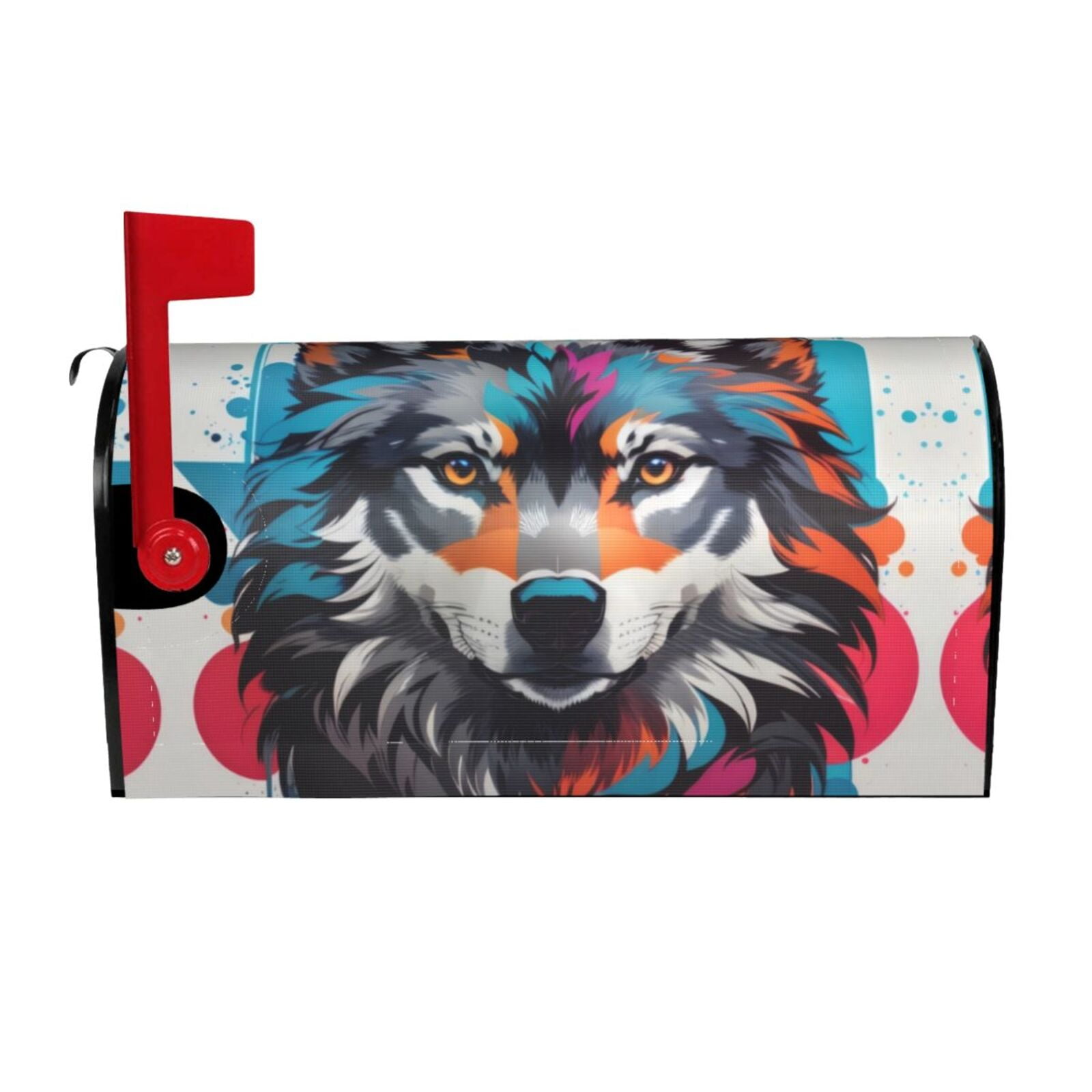 Mailbox Covers Magnetic Standard Size - Tie-Dye Wolf Head Waterproof ...