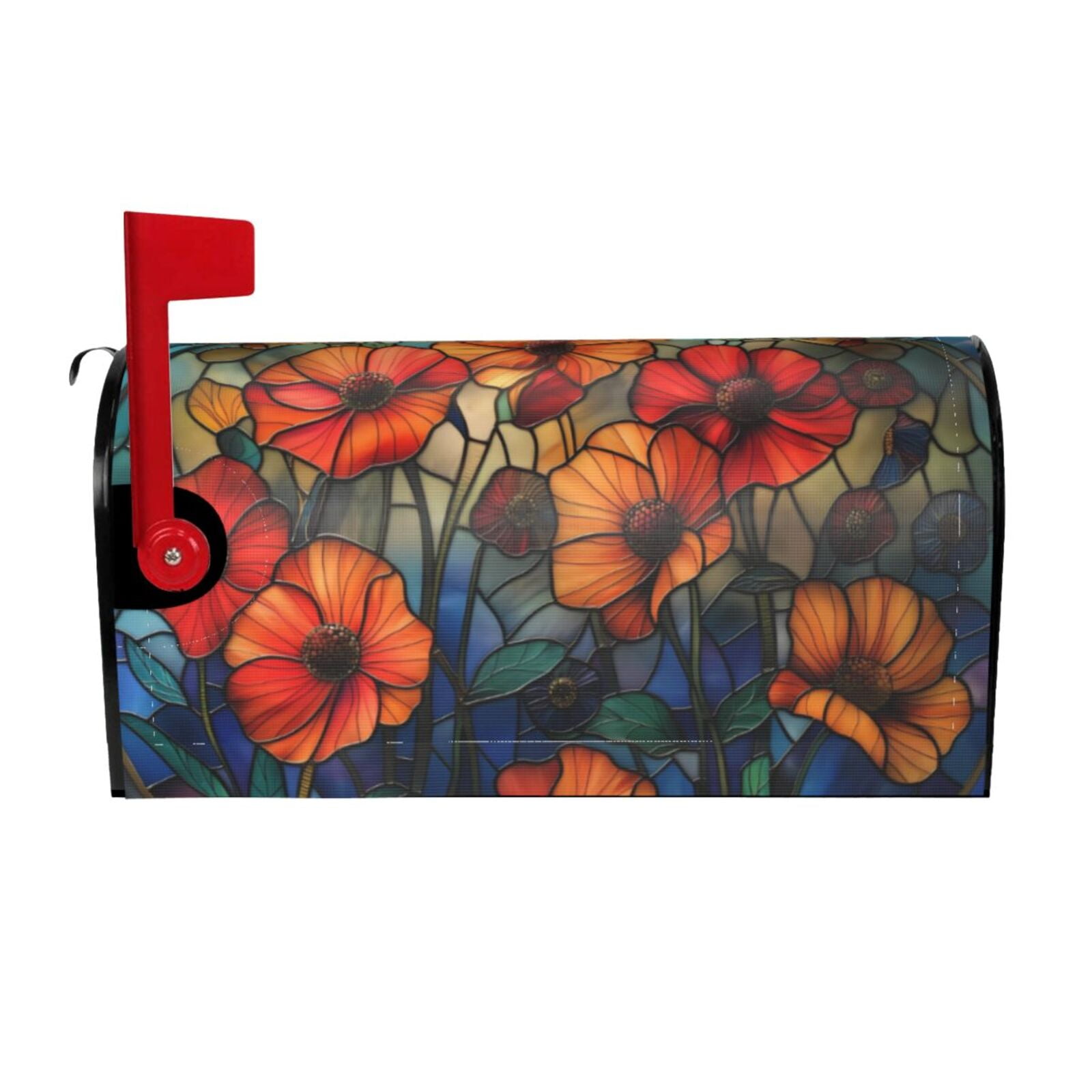 Mailbox Covers Magnetic Standard Size - Vibrant Floral Stained Glass ...