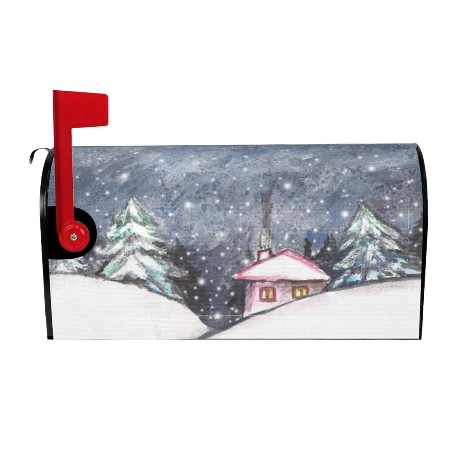 Mailbox Covers Magnetic Standard Size - Watercolor Winter Landscape ...