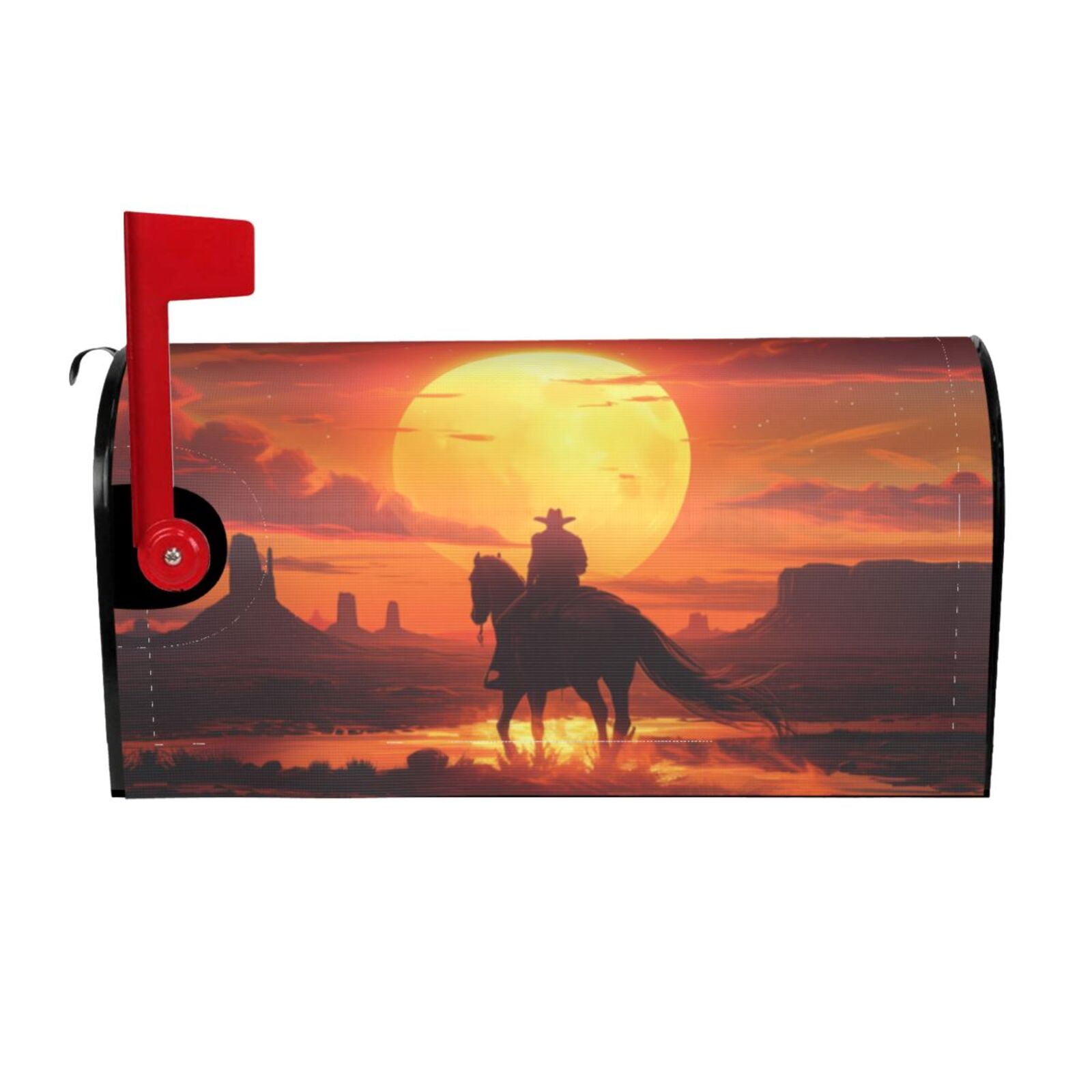 Mailbox Covers Magnetic Standard Size - Western Cowboy Sunset ...
