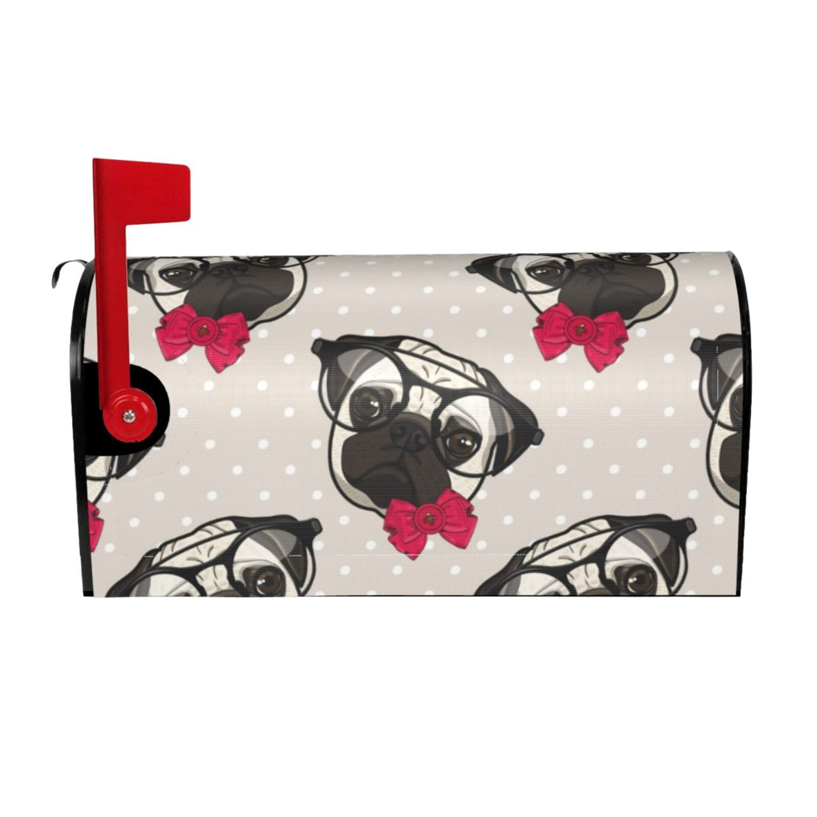 Mailbox Covers Magnetic Standard Size - funny dog Pug red bow glasses ...