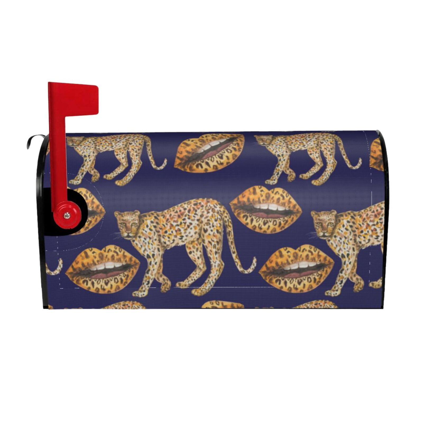 Mailbox Covers Magnetic Standard Size - funny lip Leopard print blue ...