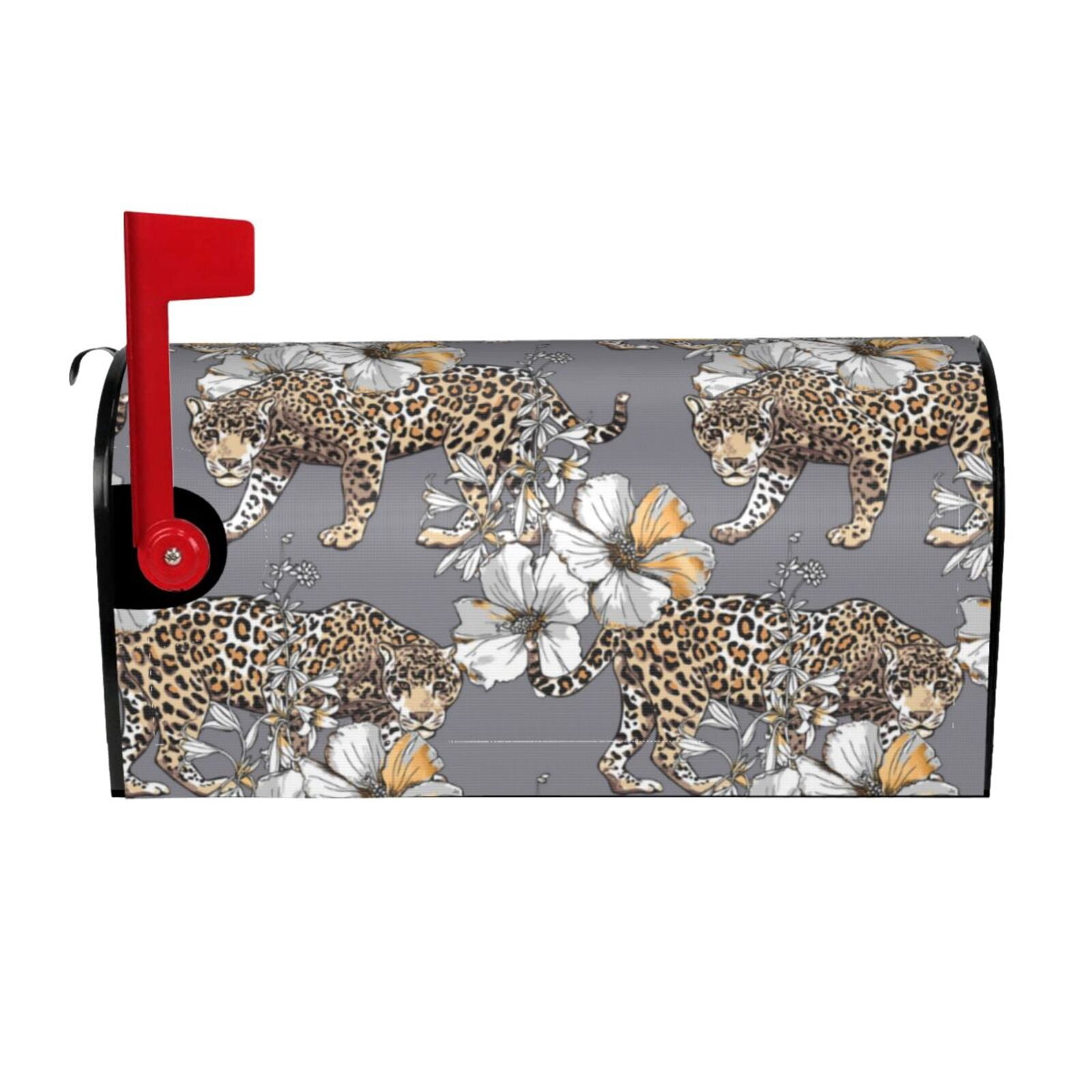 Mailbox Covers Magnetic Standard Size - leopard Gold Hibiscus floral ...