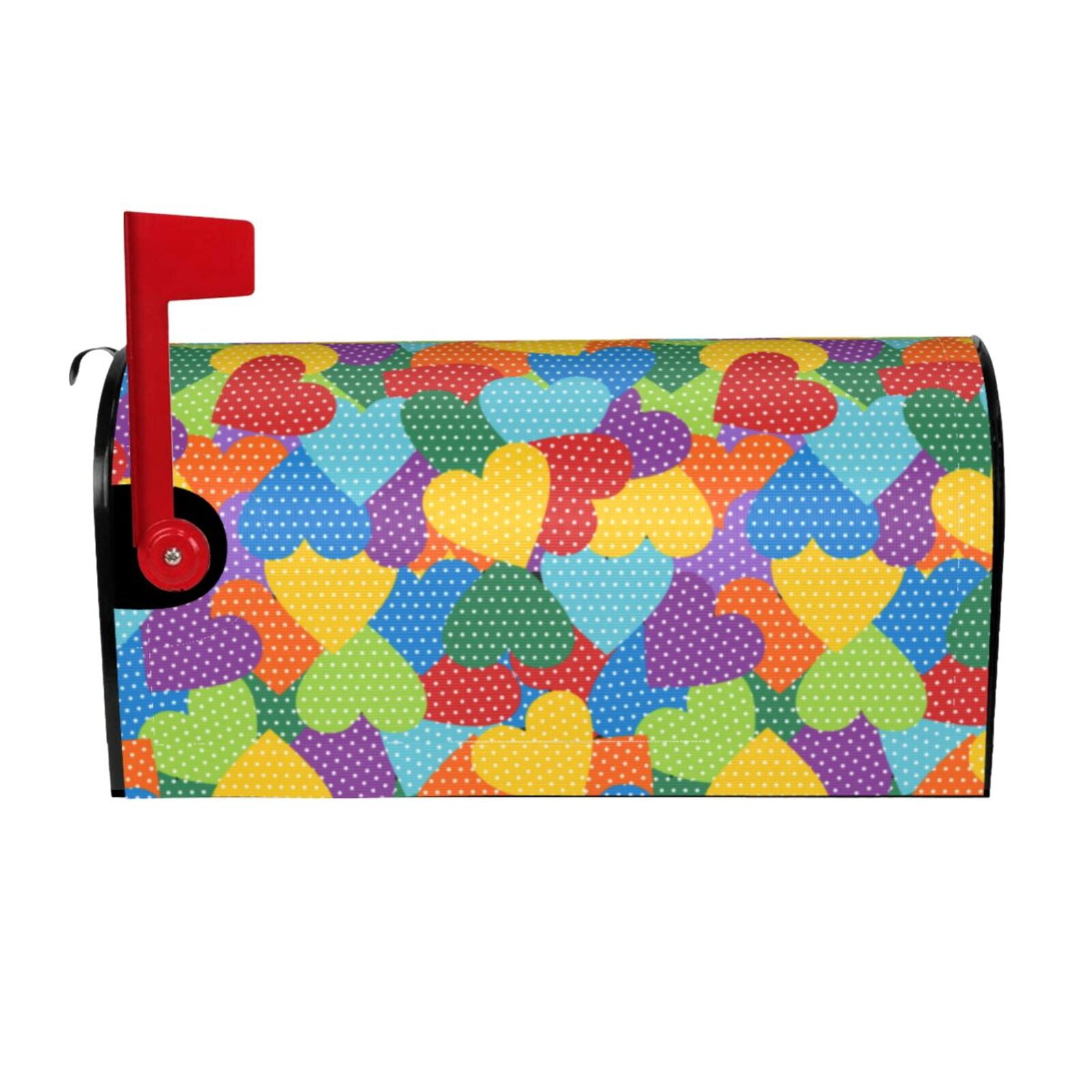 Mailbox Covers Magnetic Standard Size - polka dot rainbow hearts ...