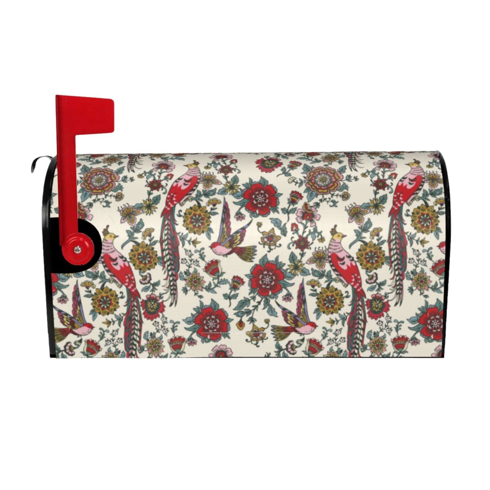 Mailbox Covers Magnetic Standard Size - red yellow flowers and birds ...