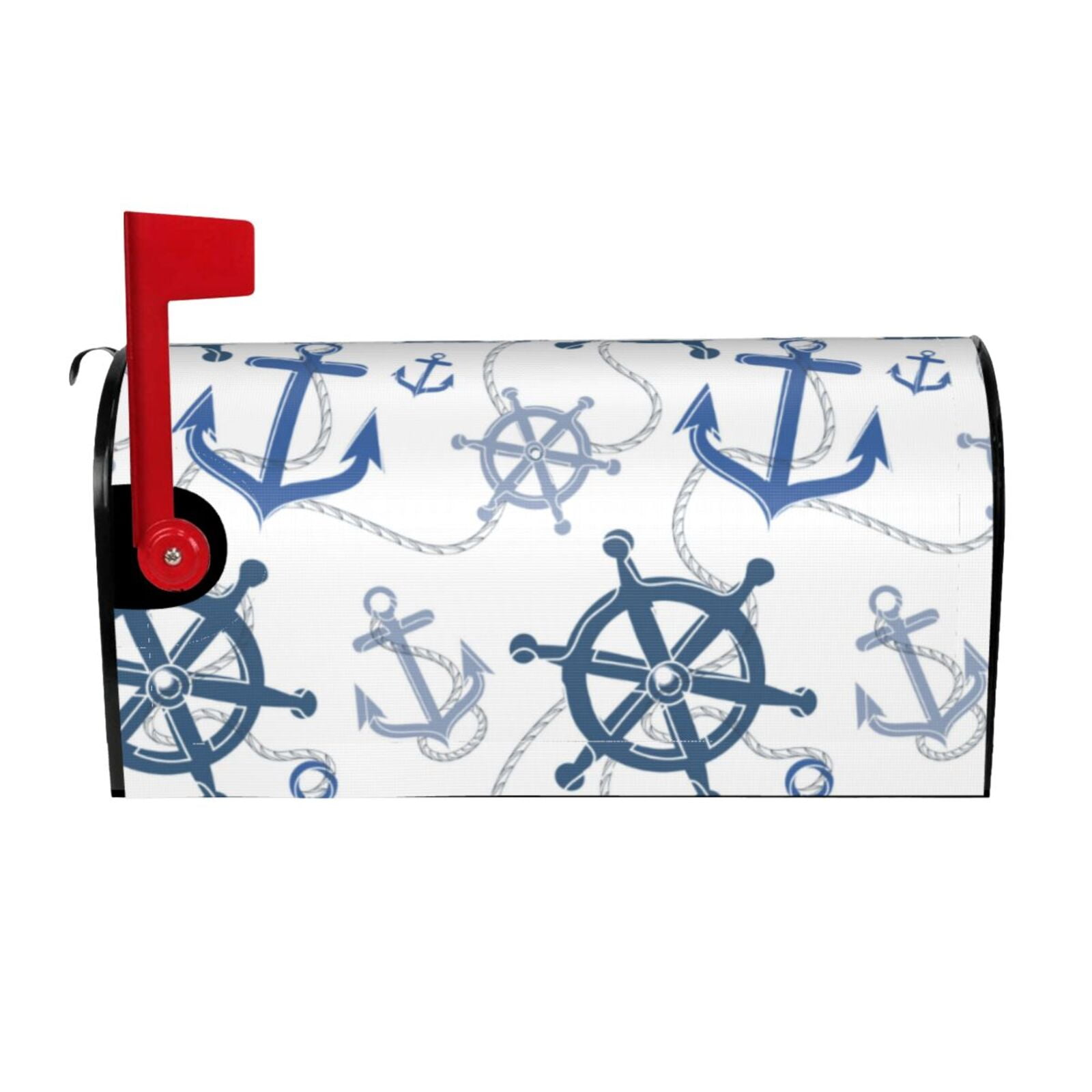 Mailbox Covers Magnetic Standard Size - vintage anchor rope rudder blue ...