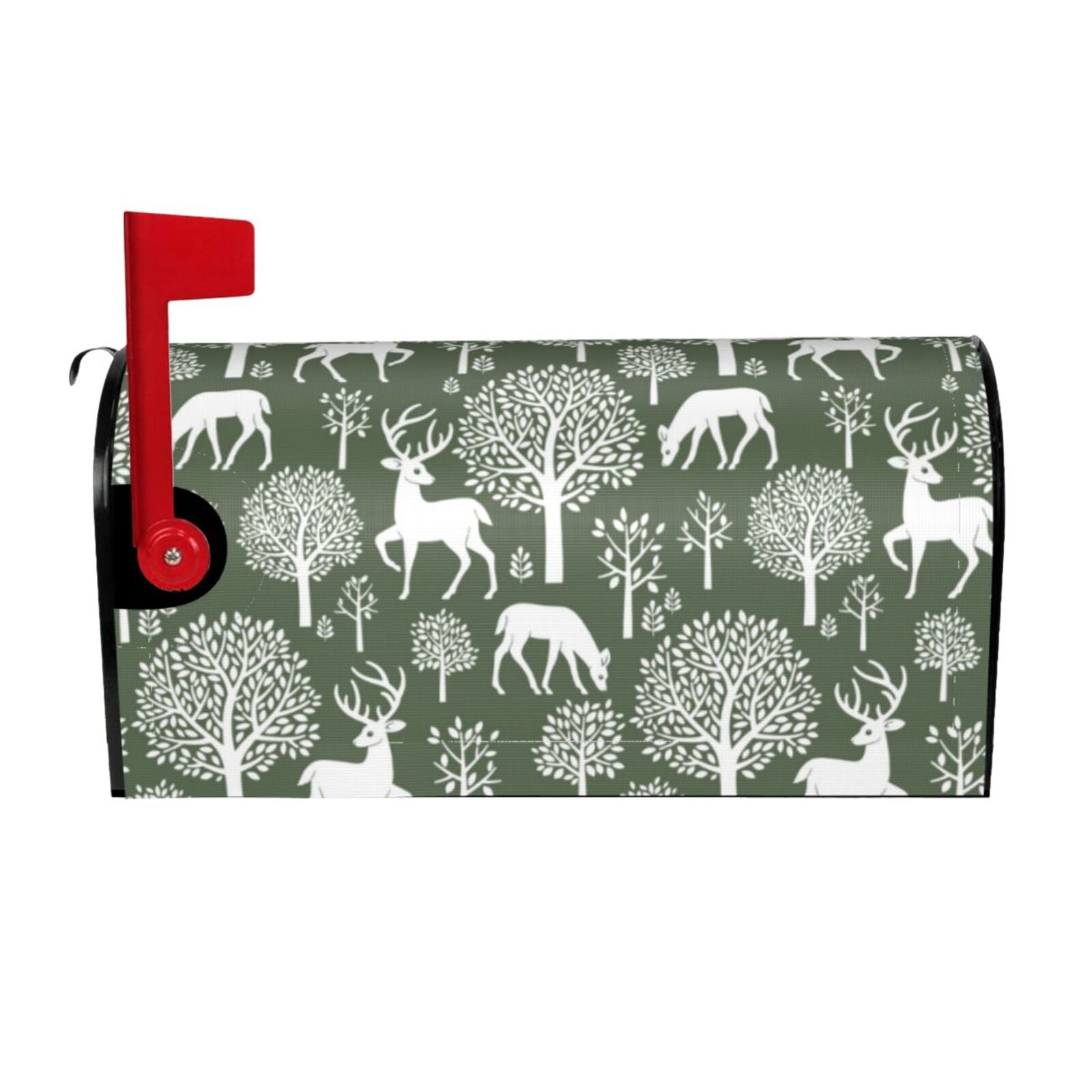 Mailbox Covers Minimalist Cute Deer Tree Green Waterproof mail Box ...