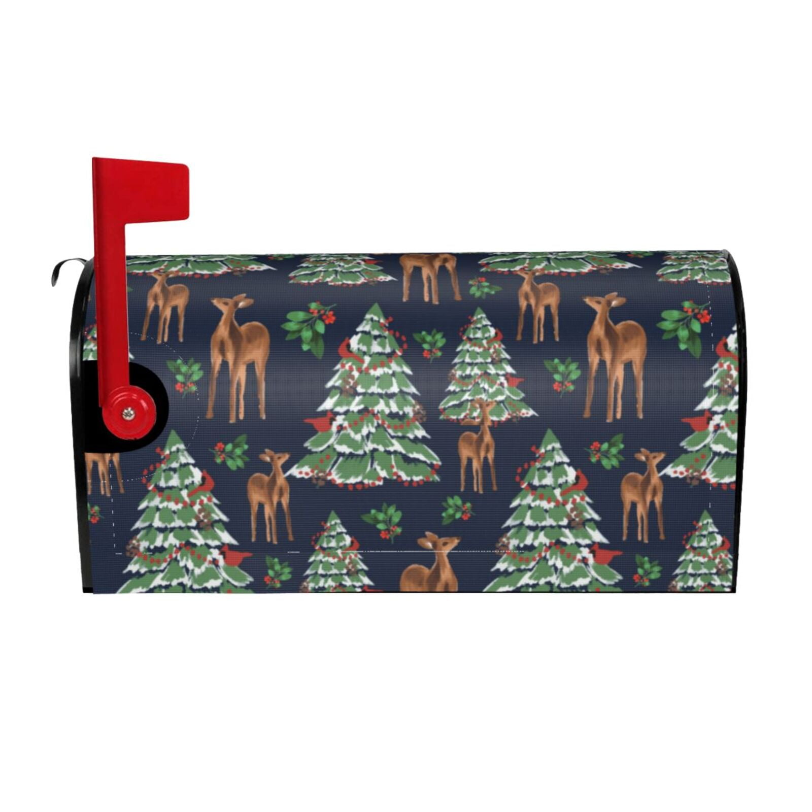 Mailbox Covers, Painted Cute Deer Christmas Tree Welcome Cute Mailbox ...
