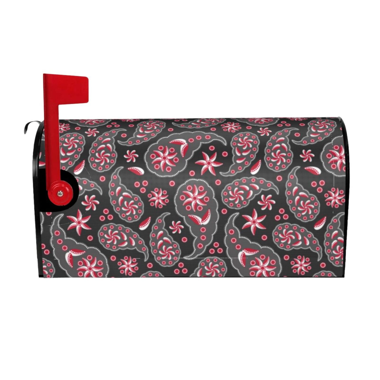 Mailbox Covers Paisley Red Black Waterproof mail Box Covers, Magnetic ...
