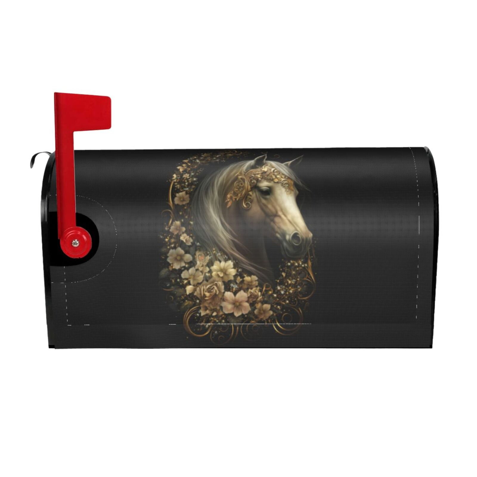 Mailbox Covers, Palatial Gold Pattern Horse Welcome Cute Mailbox Cover ...