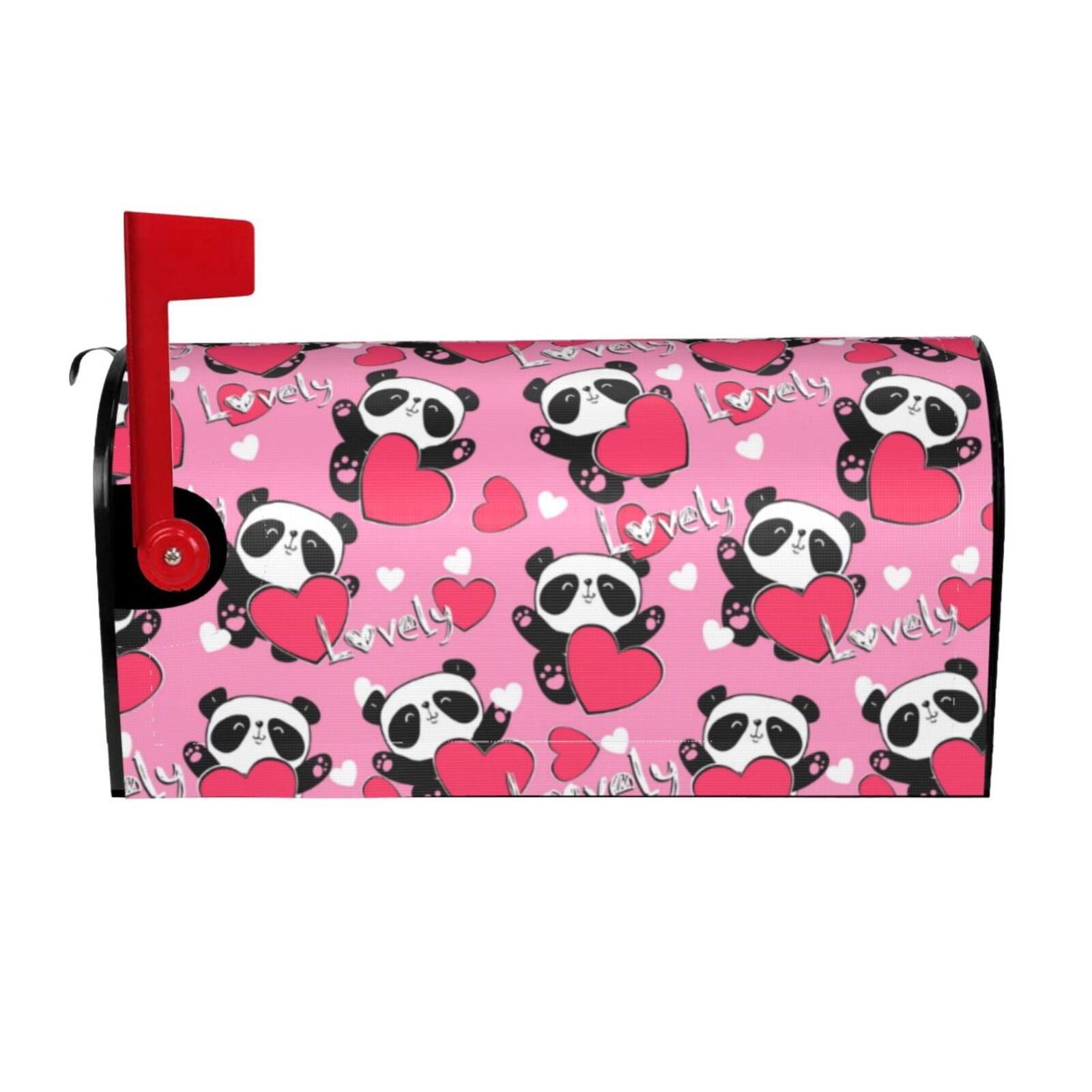 Mailbox Covers Panda Heart Valentine Pink Waterproof mail Box Covers ...