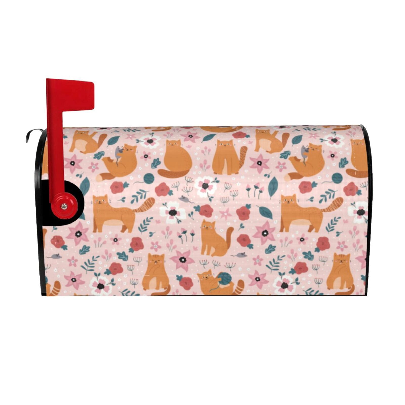 Mailbox Covers Pink Cute Raccoon Cat Flowers Waterproof mail Box Covers ...