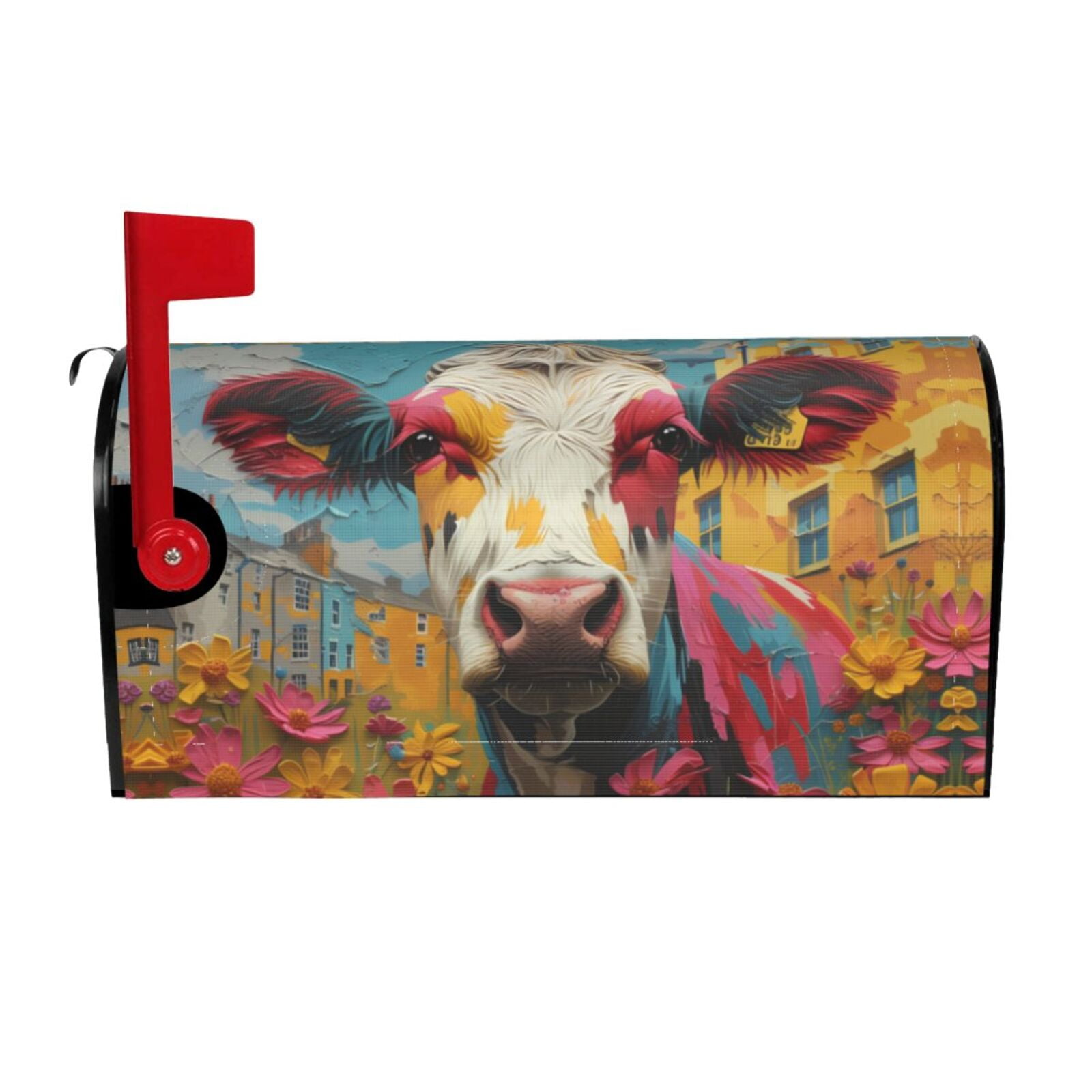 Mailbox Covers, Pink Yellow Daisy Cow Welcome Mailbox Cover Magnetic ...