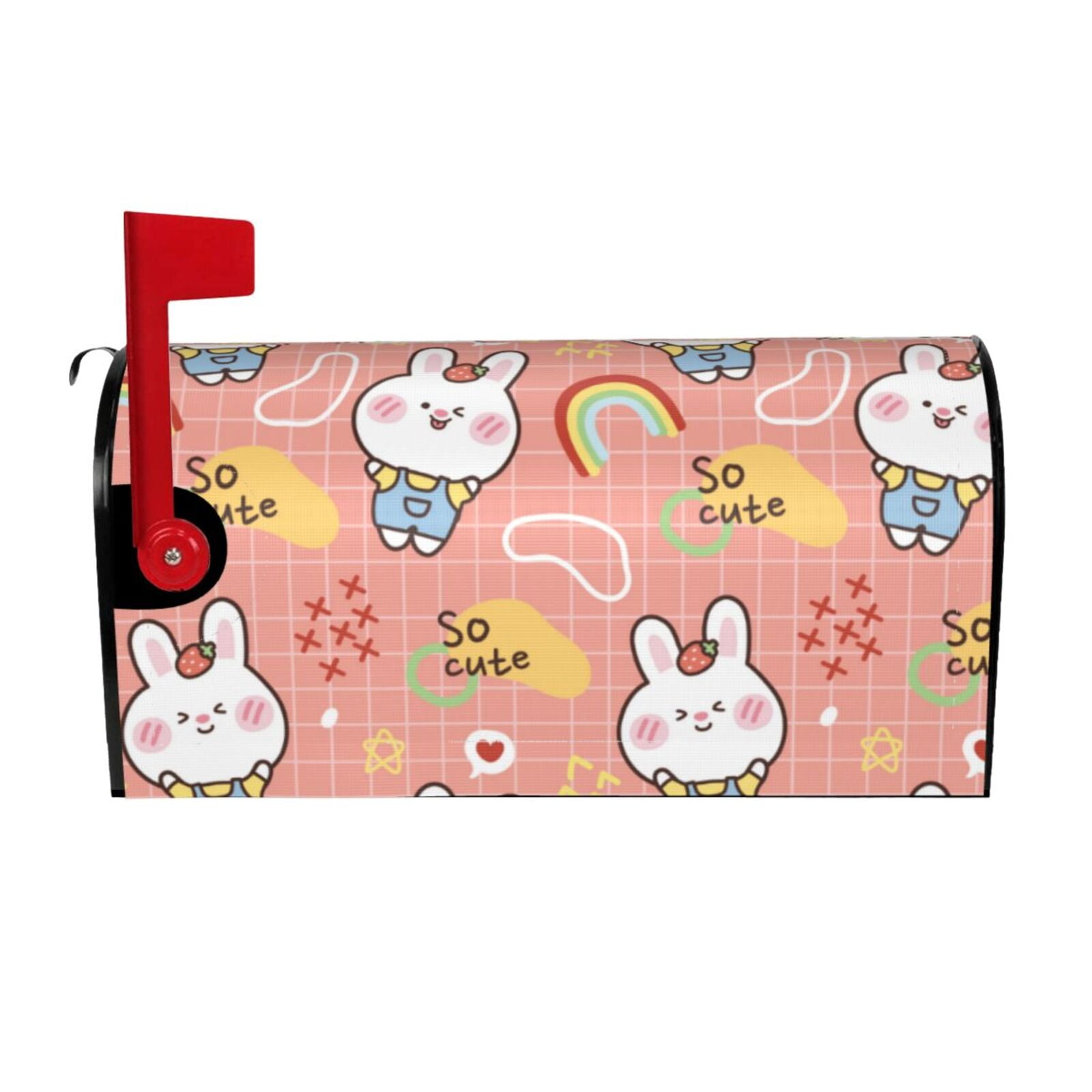 Mailbox Covers, Plaid Cartoon Cute Rabbit Painting Welcome Cute Mailbox ...