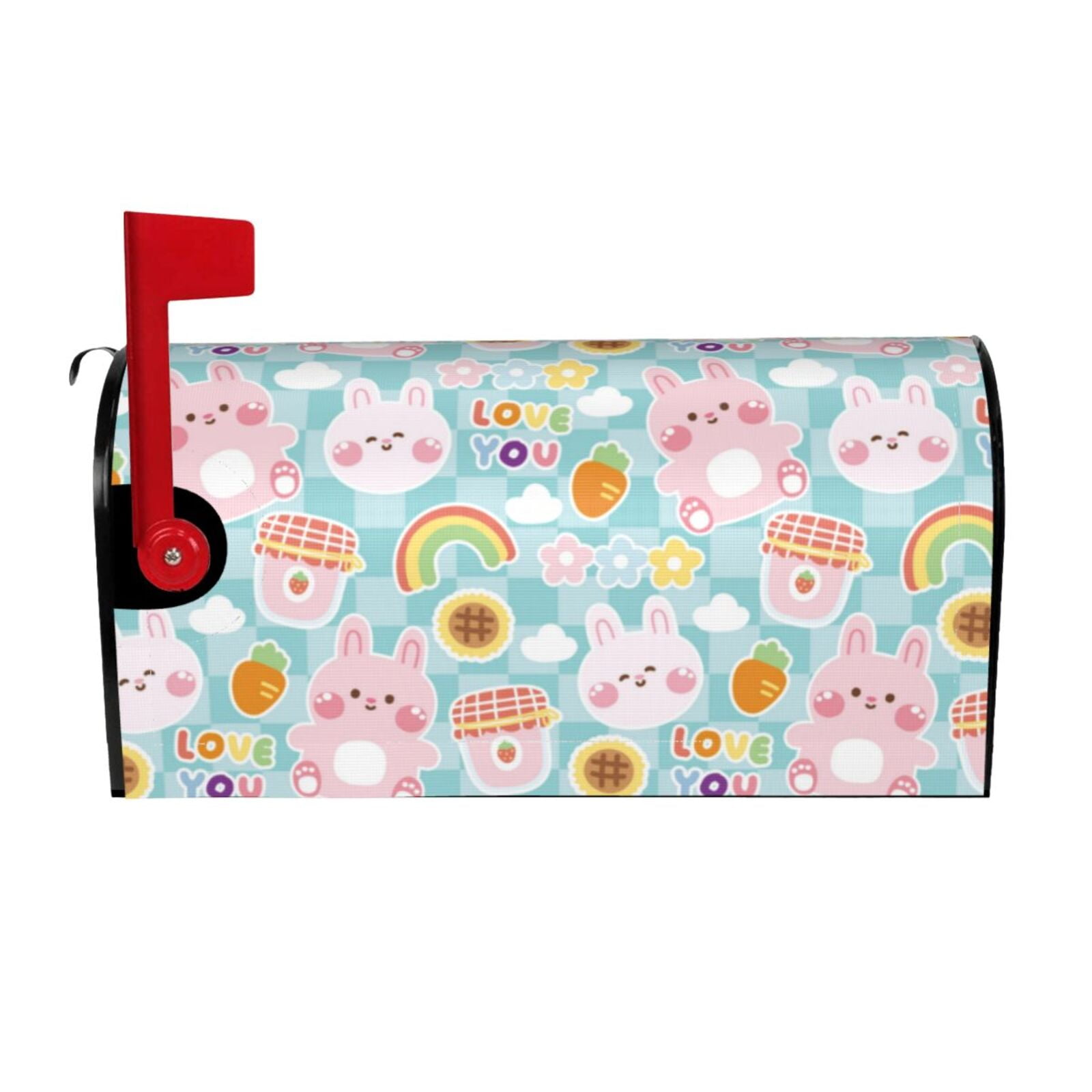 Mailbox Covers, Plaid Cartoon Rabbit Radish Welcome Cute Mailbox Cover ...