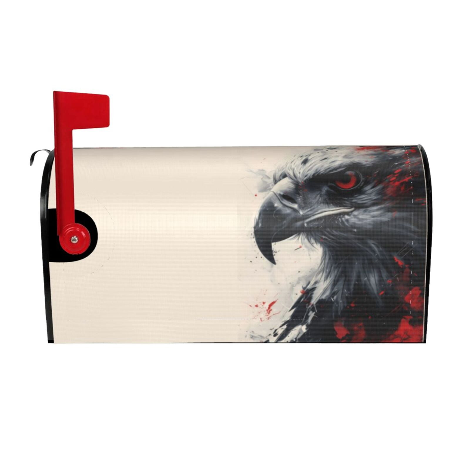 Mailbox Covers, Red Black Ink Style Bald Eagle Welcome Cute Mailbox ...