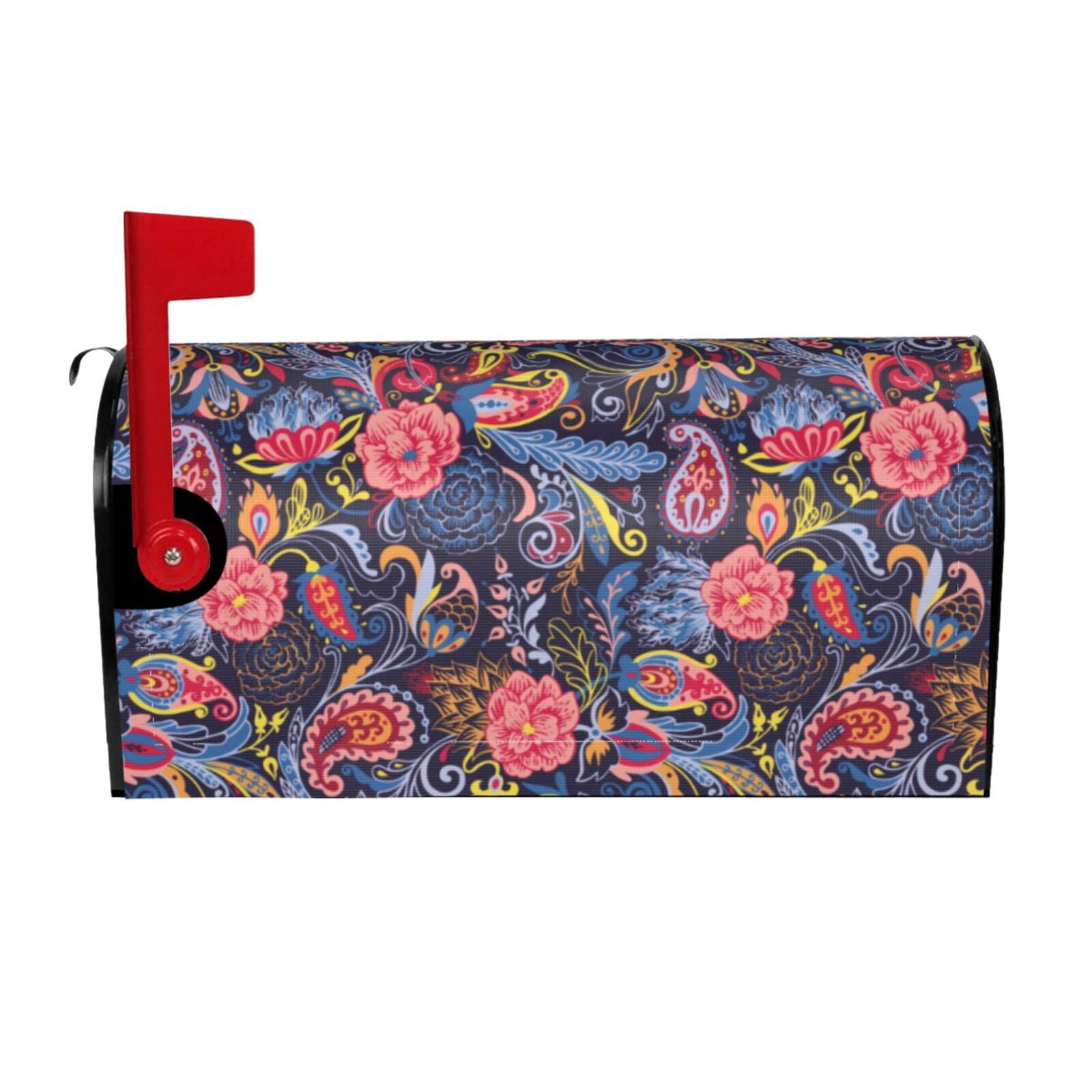Mailbox Covers, Red Blue Flower Paisley Welcome Cute Mailbox Cover ...