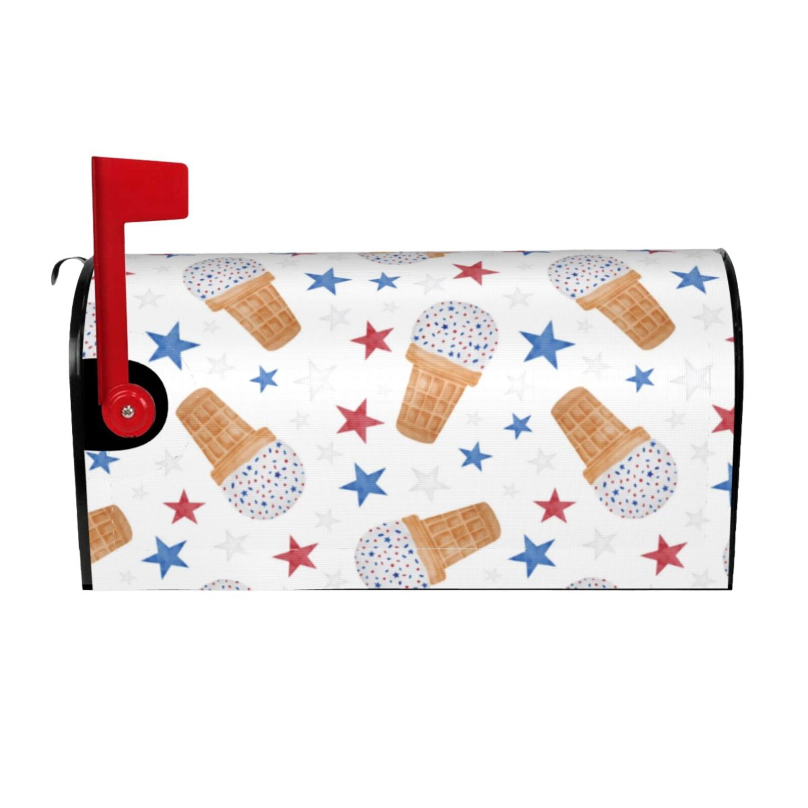 Mailbox Covers, Red Blue Stars Ice Cream Print Welcome Mailbox Cover ...