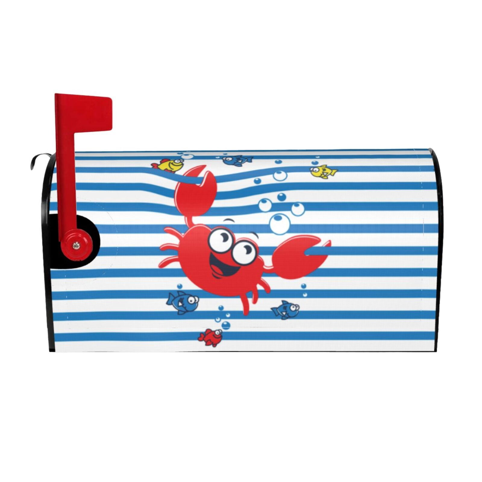 Mailbox Covers Red Funny Crab on Blue Stripe Waterproof mail Box Covers ...