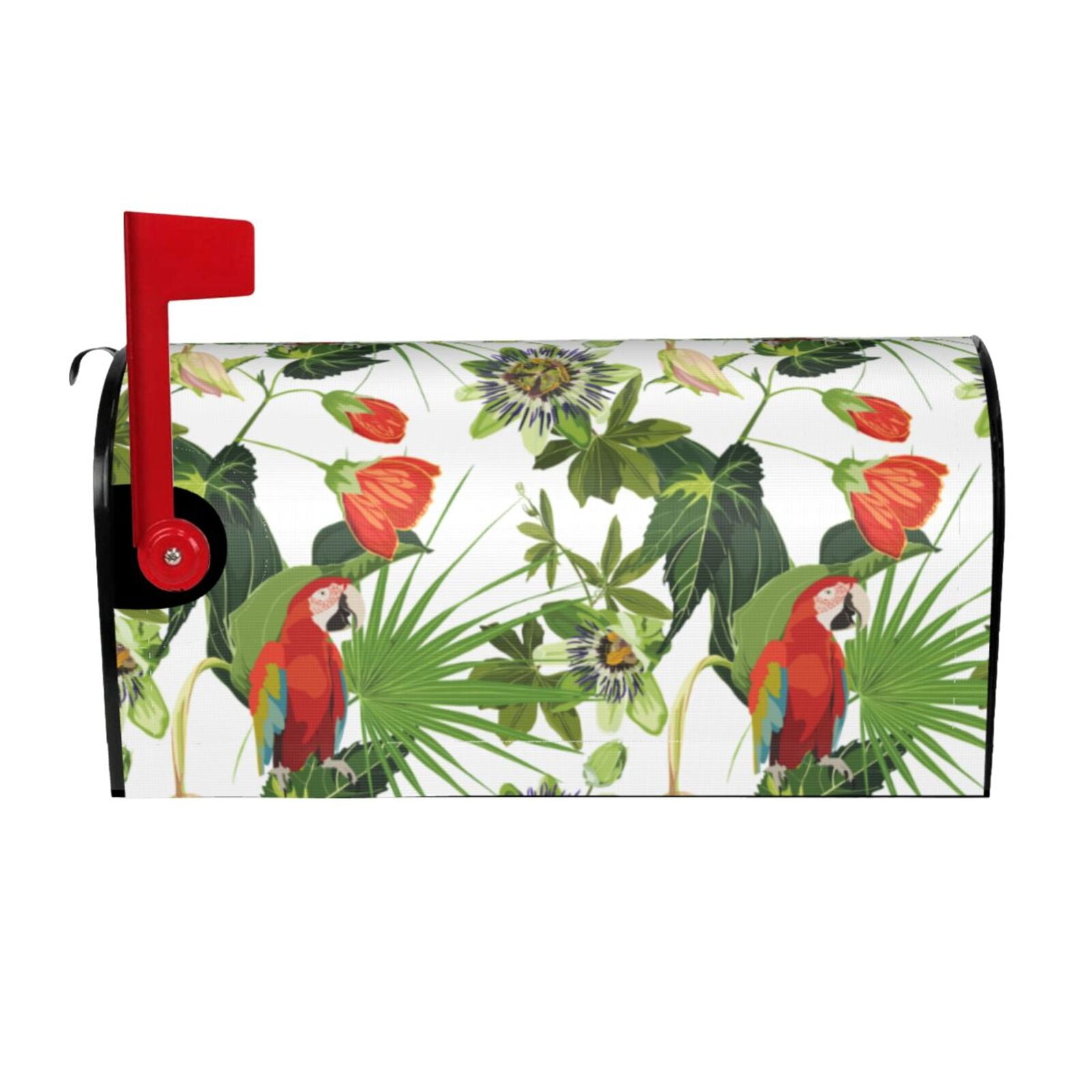 Mailbox Covers, Red Macaw Parrot Flower Plant Welcome Cute Mailbox ...