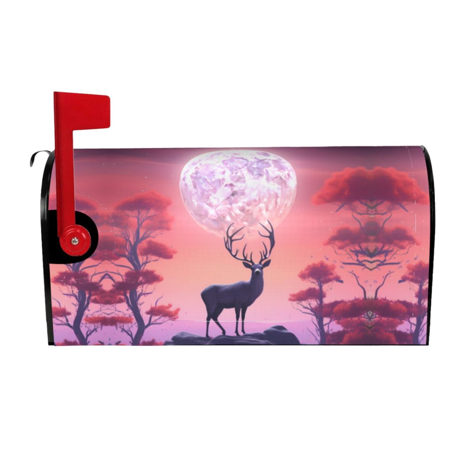 Mailbox Covers, Red Tree Moon Elk Welcome Mailbox Cover Magnetic Extra ...